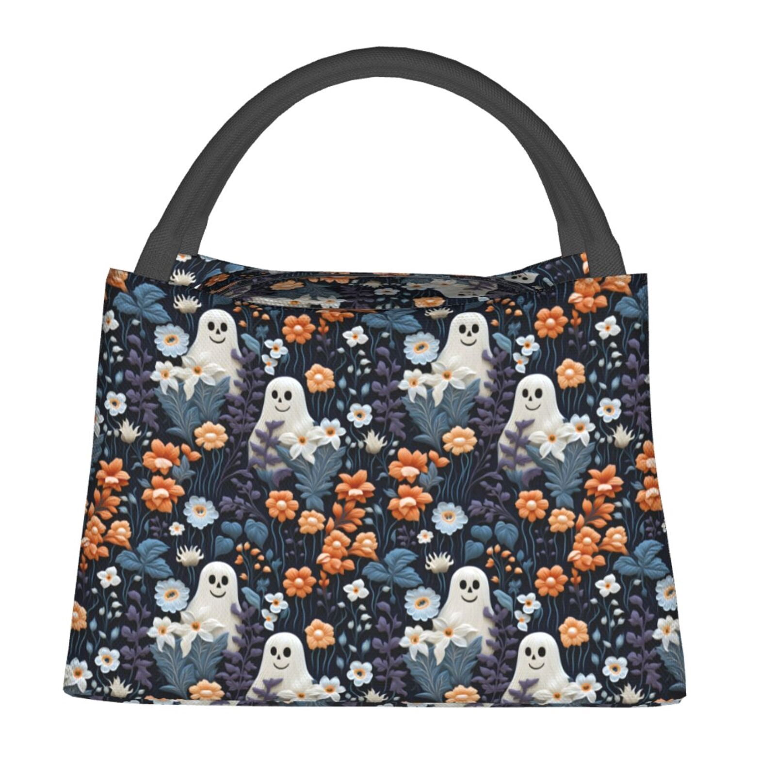 Rocae Cute ghost in the flowers for Insulated Lunch Bag for Women Men ...
