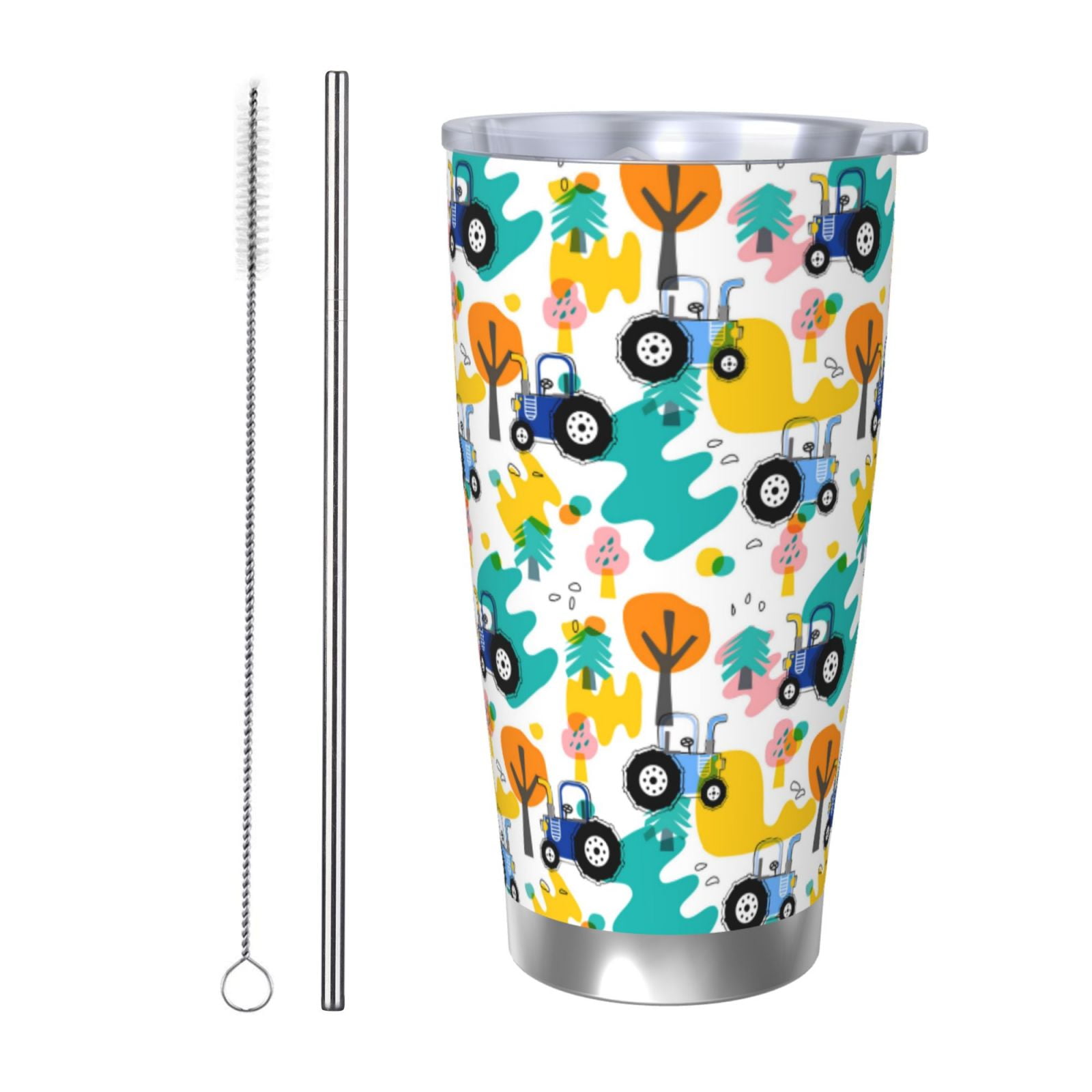 Rocae Cute tractor and vehicle for 20 Ounces Stainless Steel Insulted Tumbler Car Cup Drink Mug ...