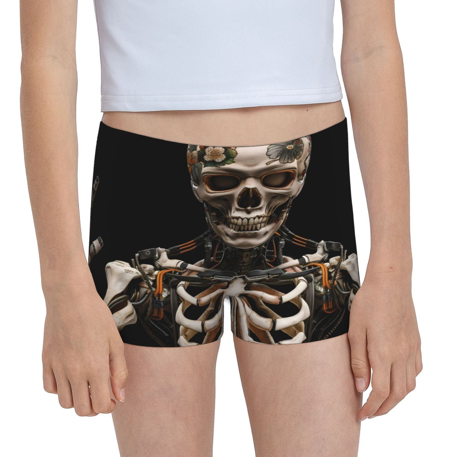 Rocae Cyber Skeleton With Tattoos for Girls' Cotton Boxer Briefs, Soft ...