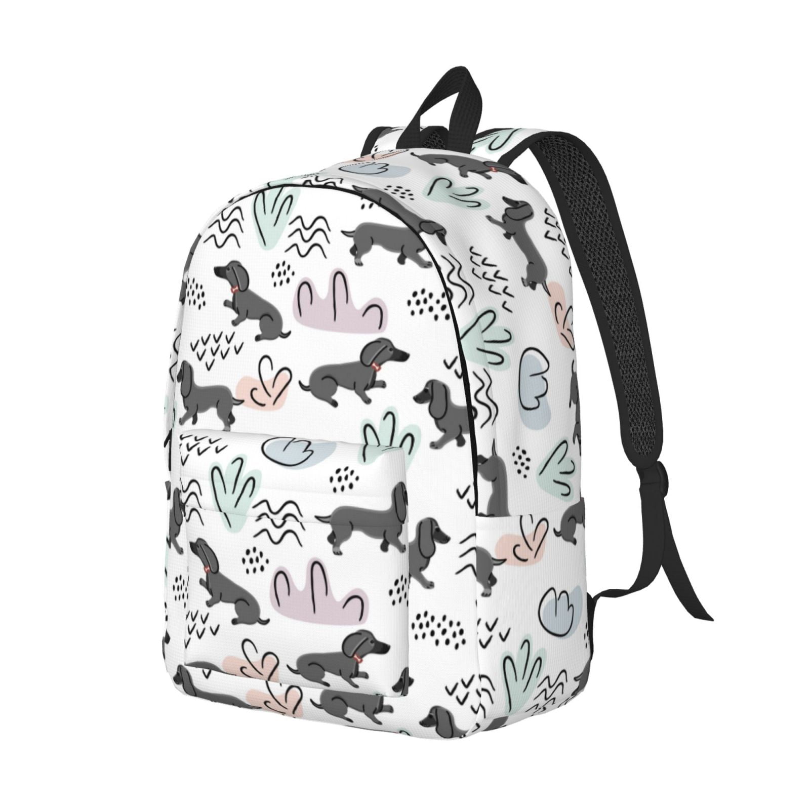 Rocae Dachshund Dog Puppy for Durable Canvas Backpack Leisure Large Bag ...