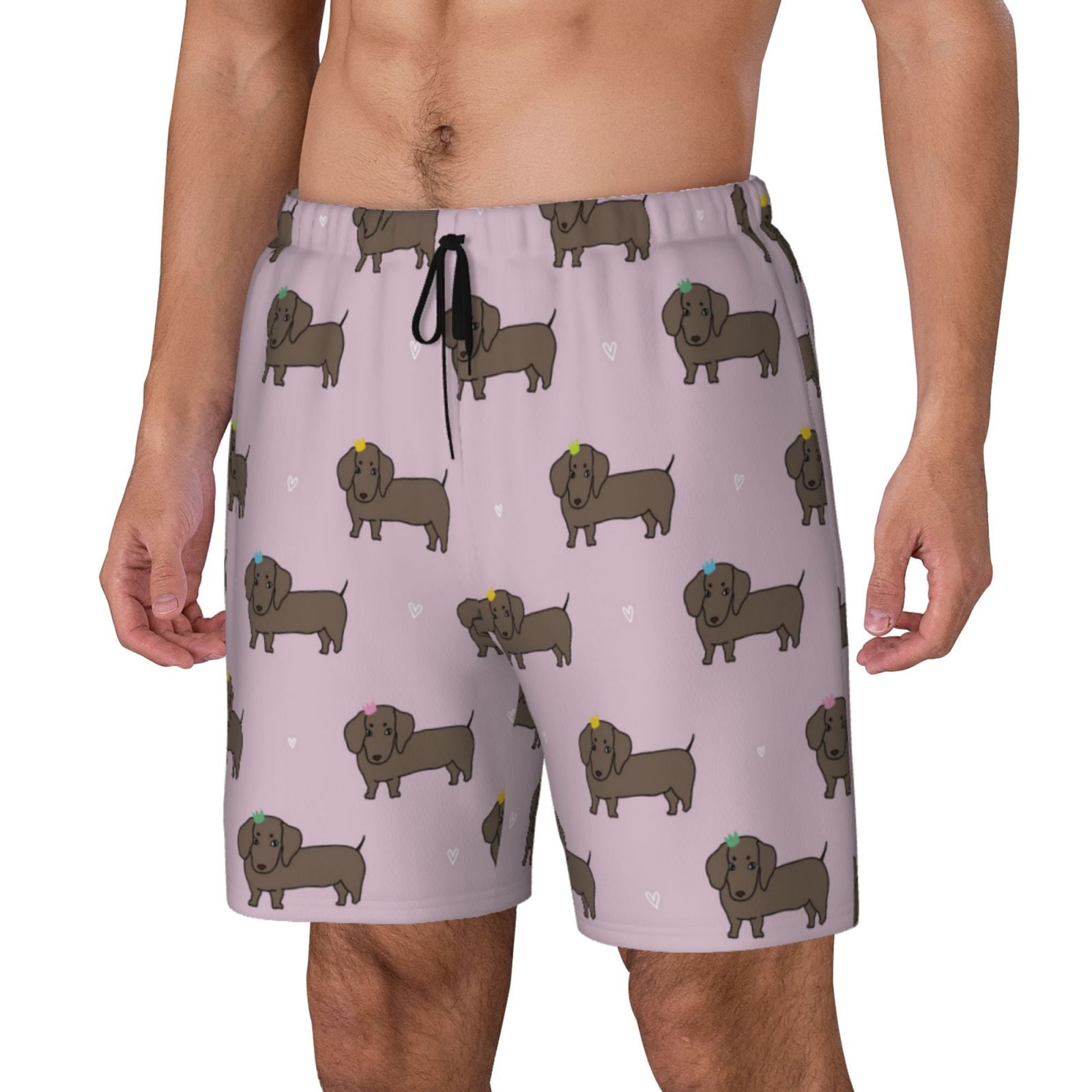 Rocae Dachshund Dog Puppy for Men's Swim Trunks Quick Dry With Two Side ...