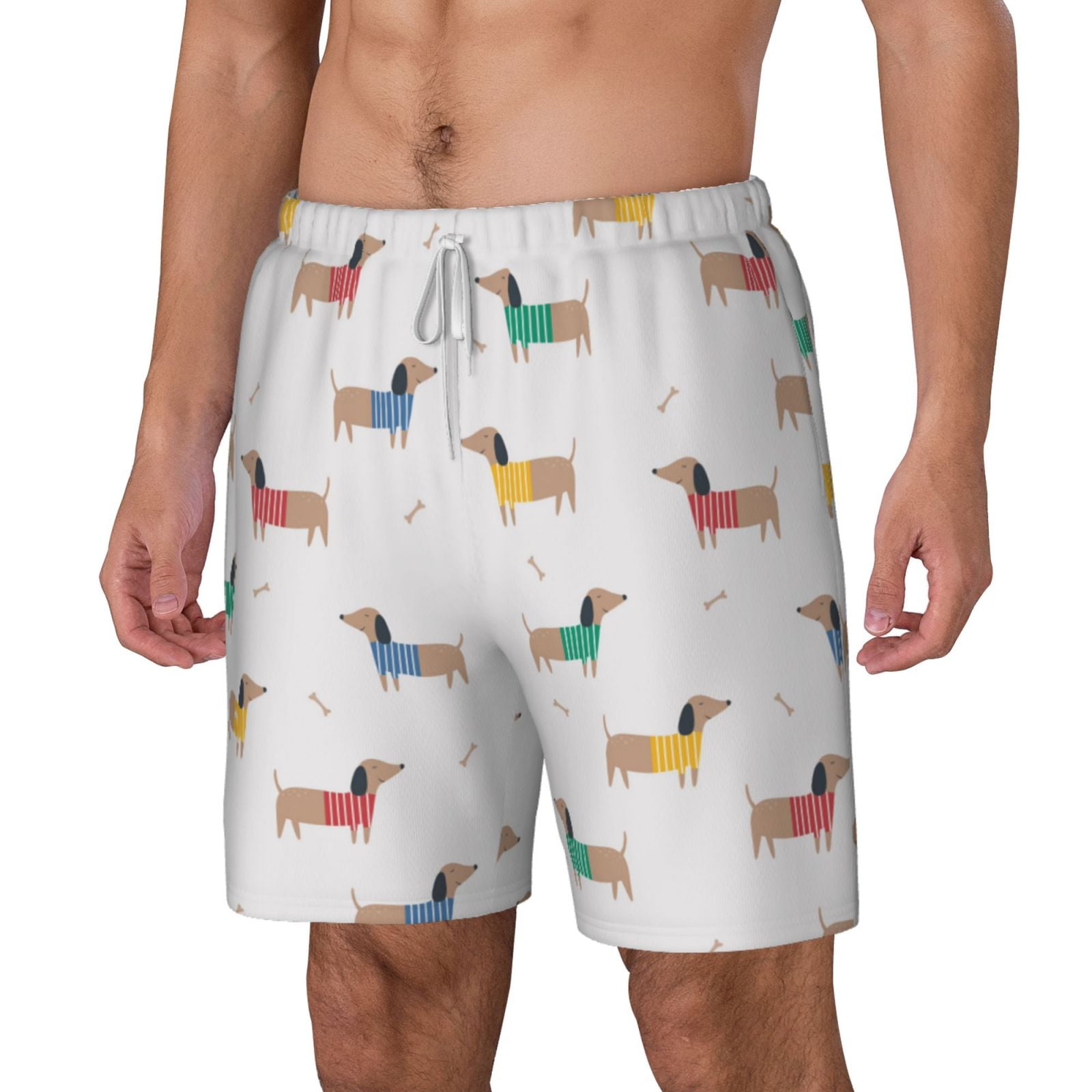 Rocae Dachshund Dog Puppy for Men's Swim Trunks Quick Dry With Two Side ...