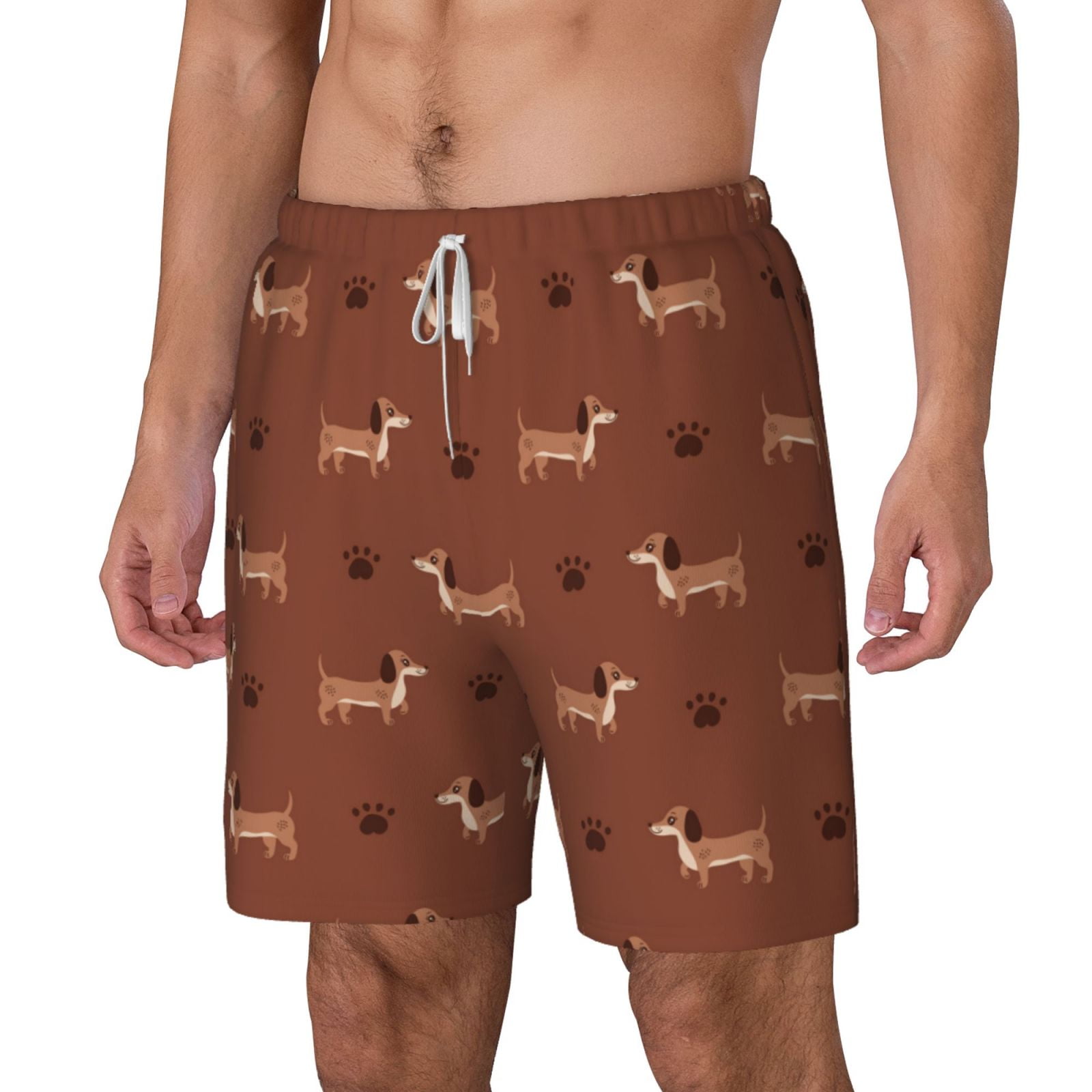Rocae Dachshund Dog Puppy for Men's Swim Trunks Quick Dry With Two Side ...