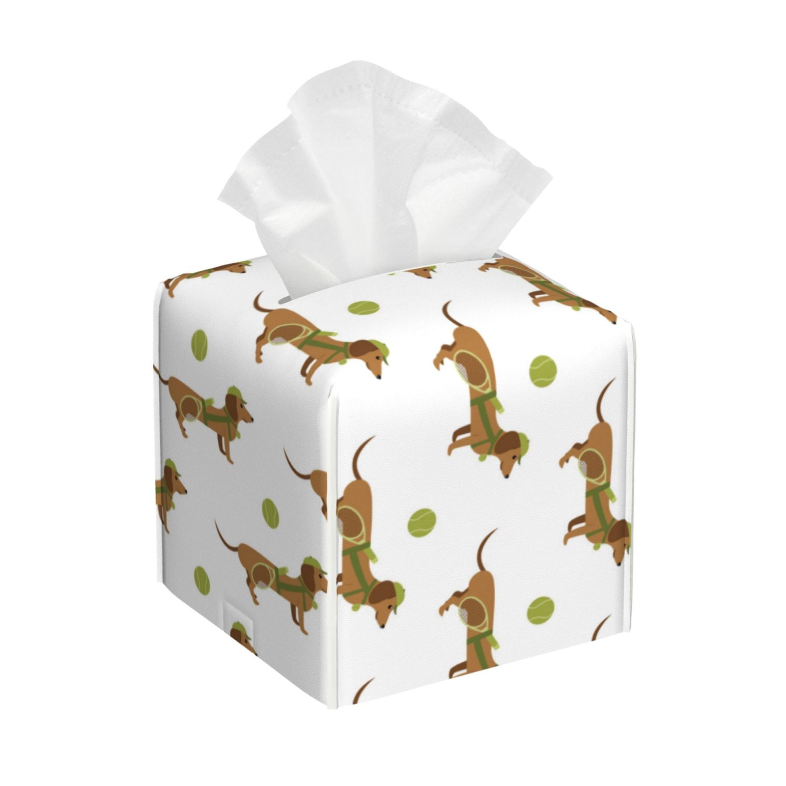 Rocae Dachshund Going To Play Tennis for High-grade Leather Tissue Box ...