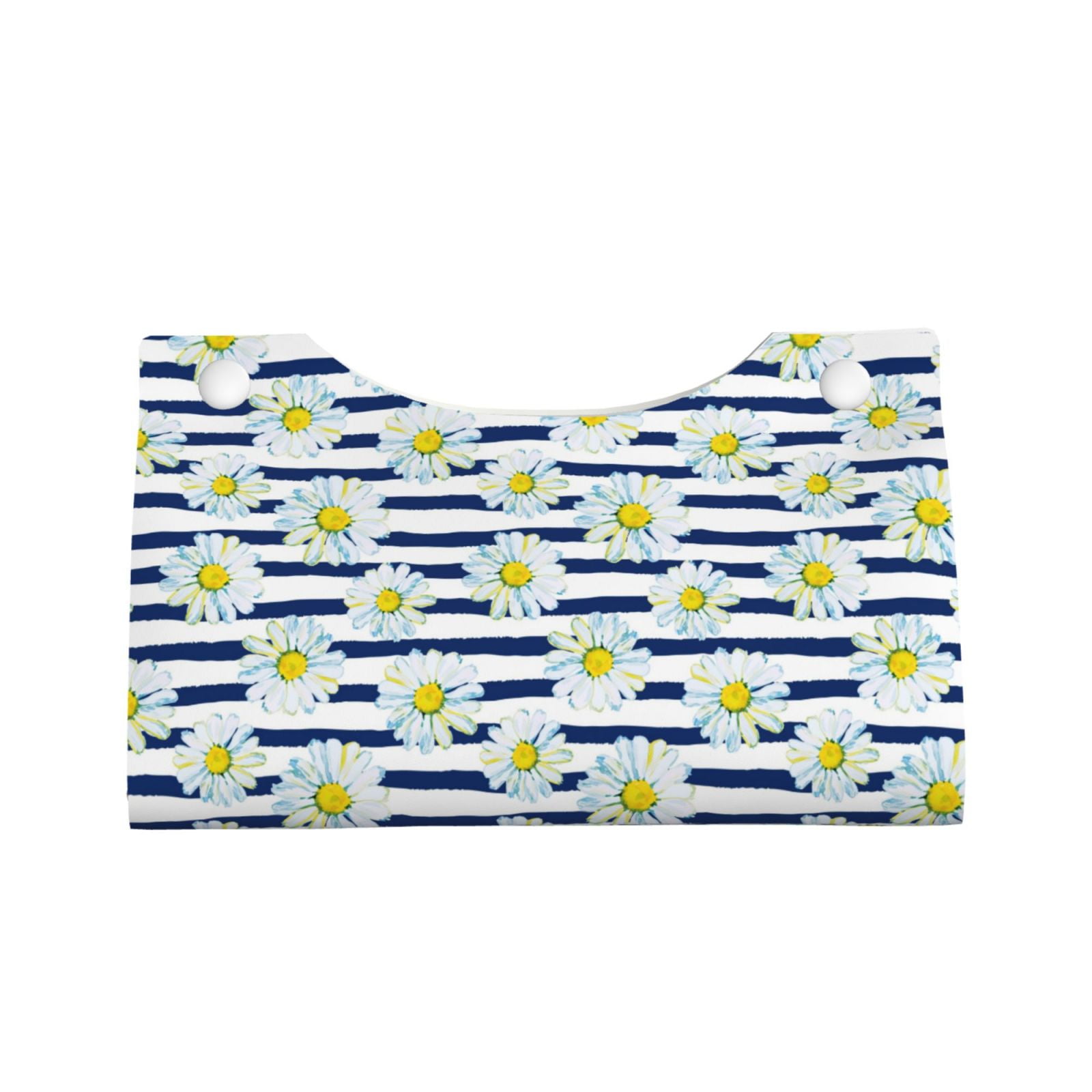 Rocae Daisy Striped Nautical Print Long Tissue Box Lid Durable Leather ...