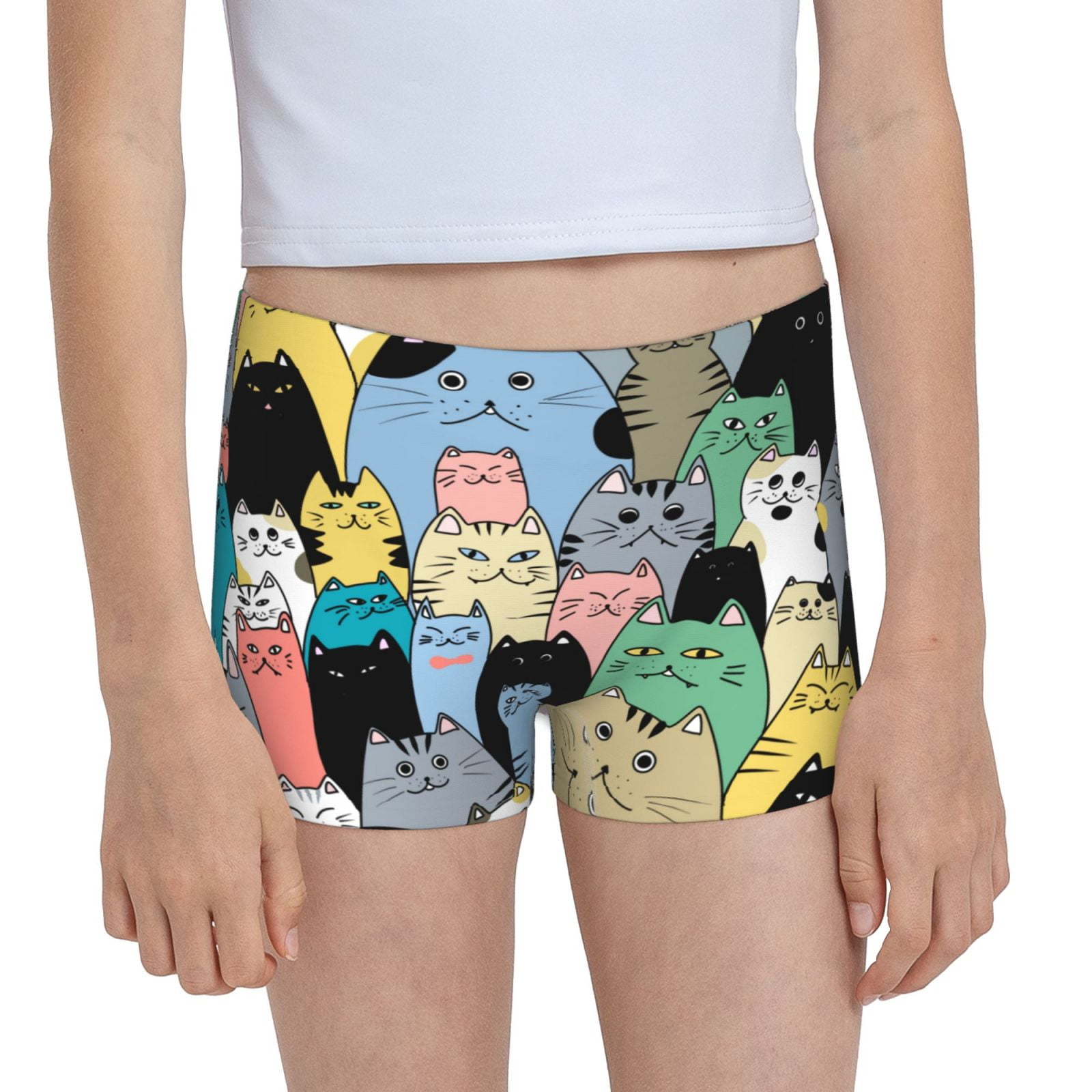 Rocae Different Cats for Girls' Cotton Boxer Briefs, Soft Mid-rise ...