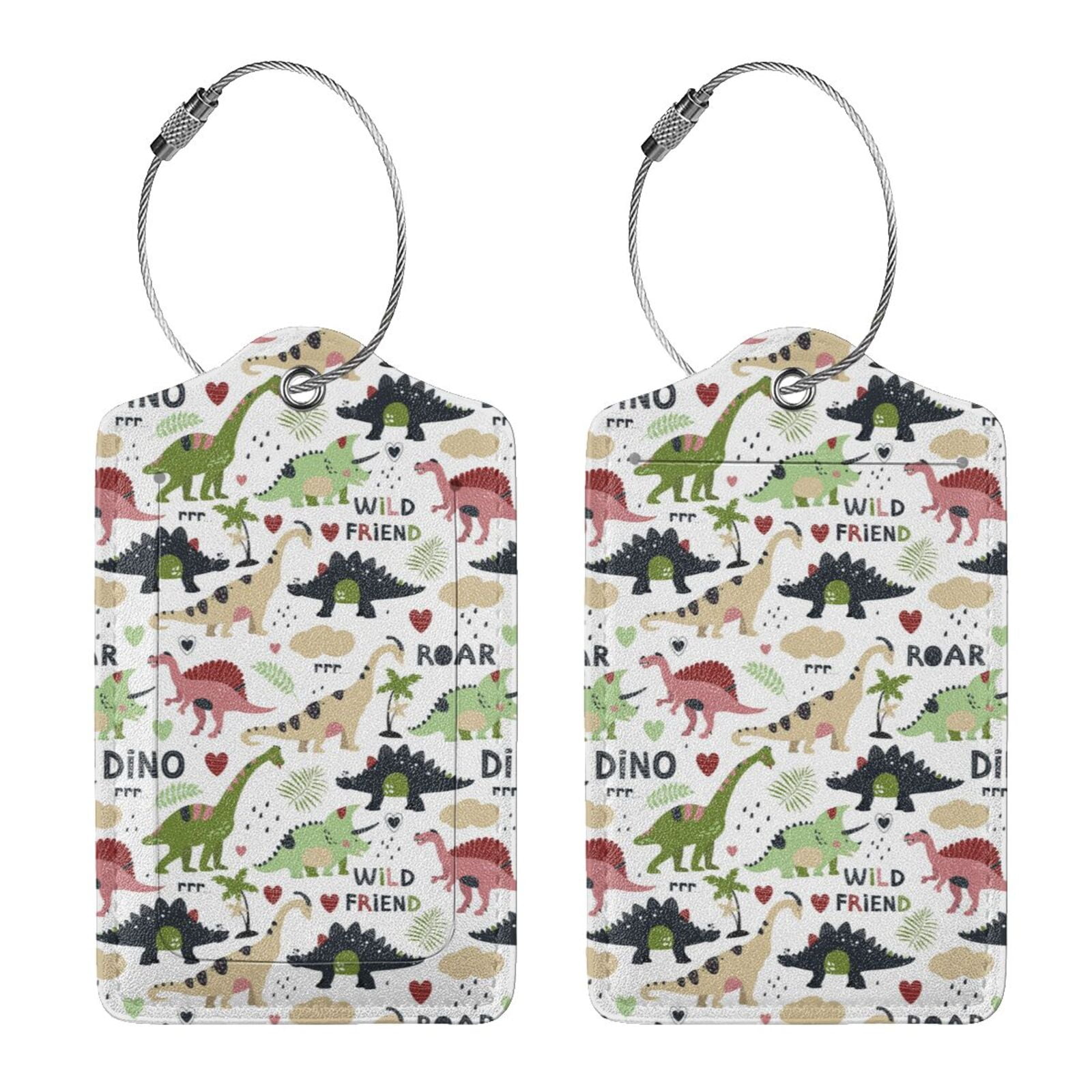 Rocae Dinosaur for Leather Luggage Baggage Tags ID Label Privacy Cover ...