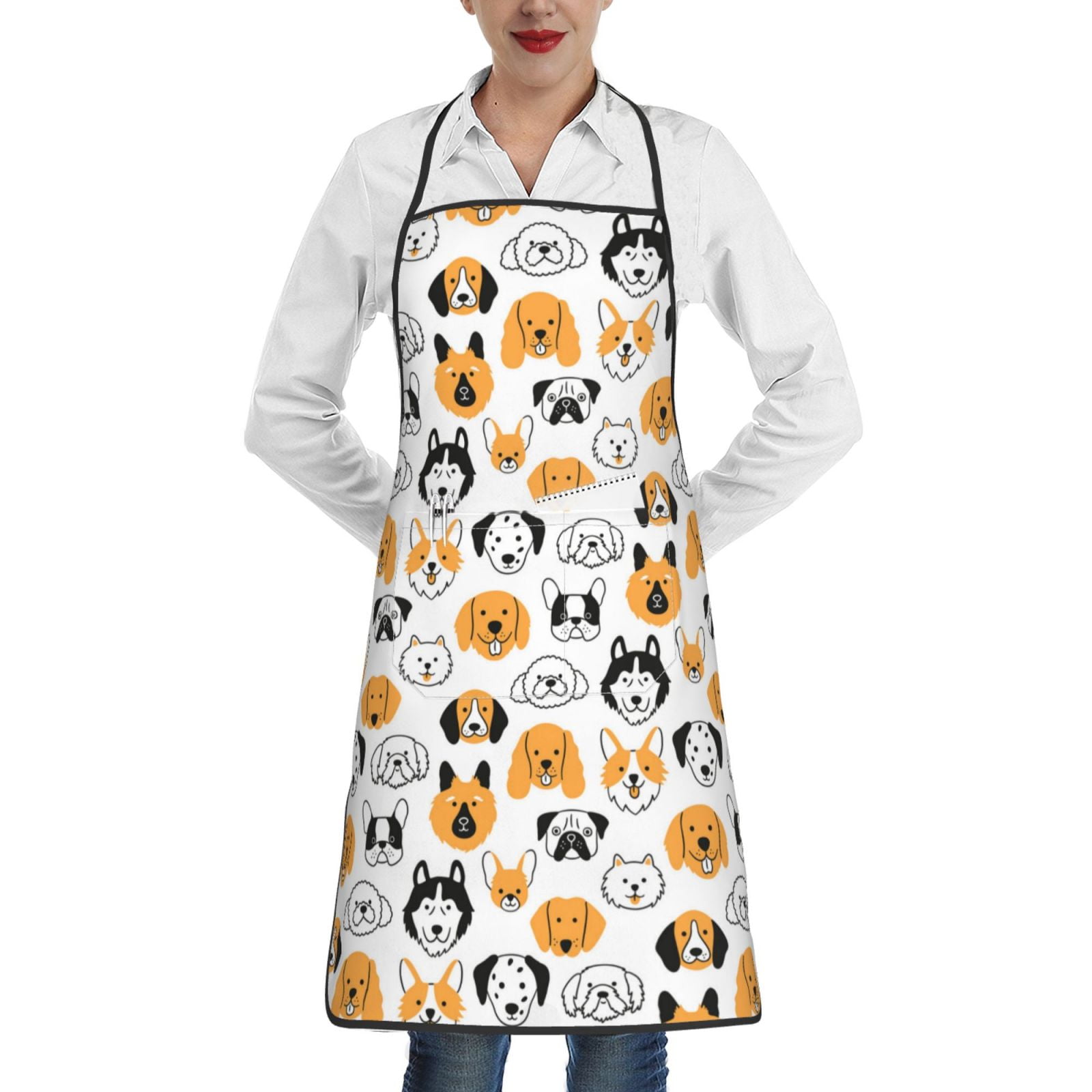 Rocae Dog Faces for Kitchen Aprons for Women Adjustable Cooking Kitchen ...