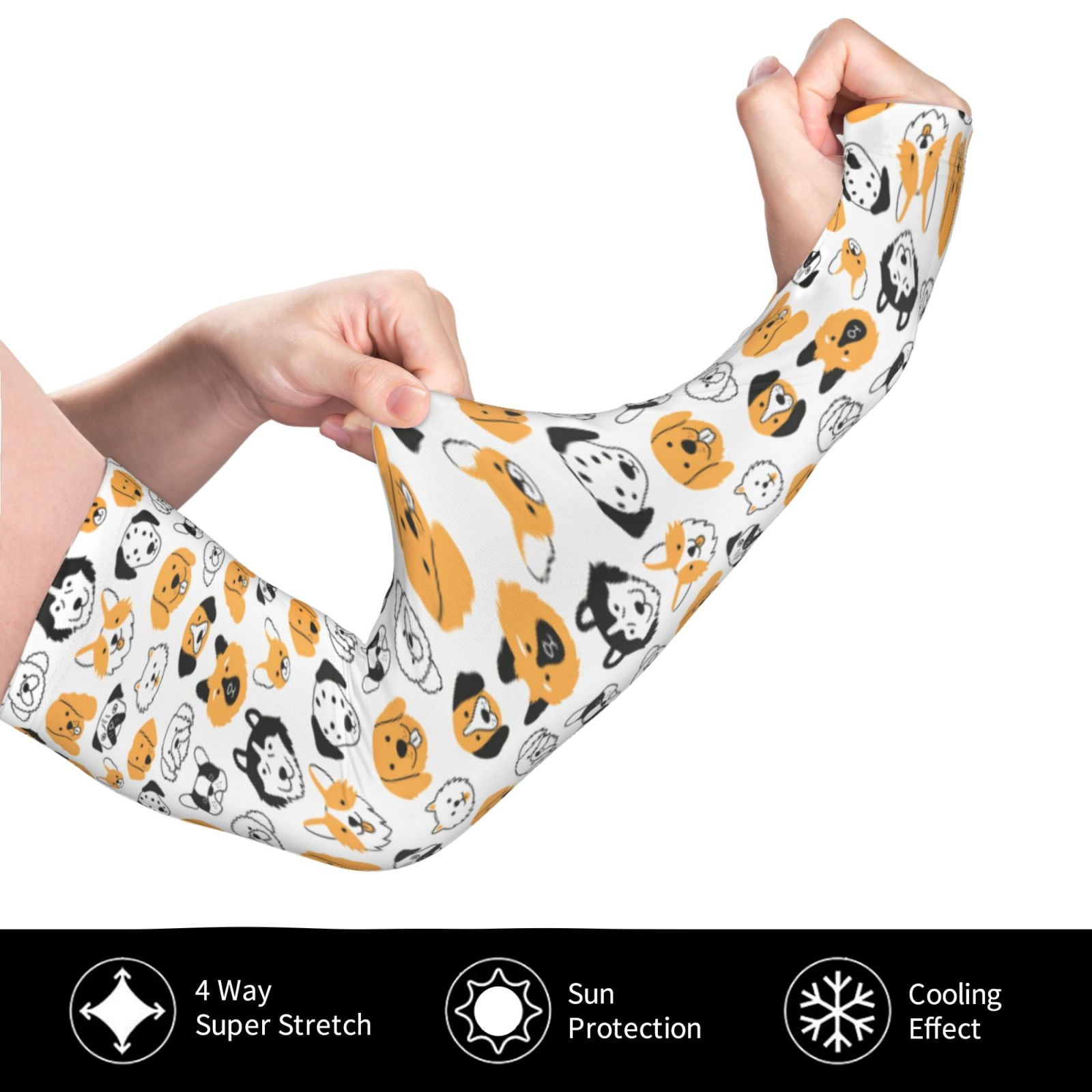Rocae Dog Faces for Sports Cooling Arm Compression Sleeves for Men ...