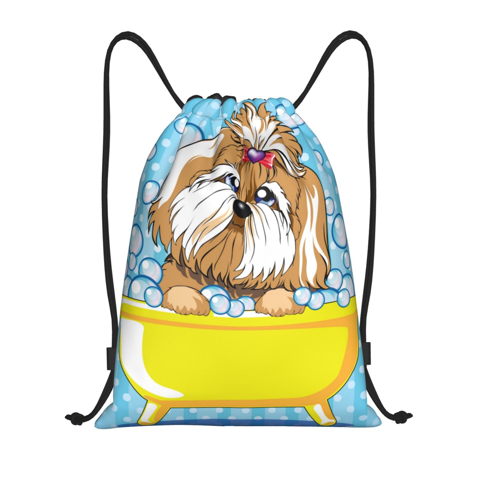 Rocae Dog Takes a Bath in the Bathtub for Gym Bag Drawstring Bags Gym ...