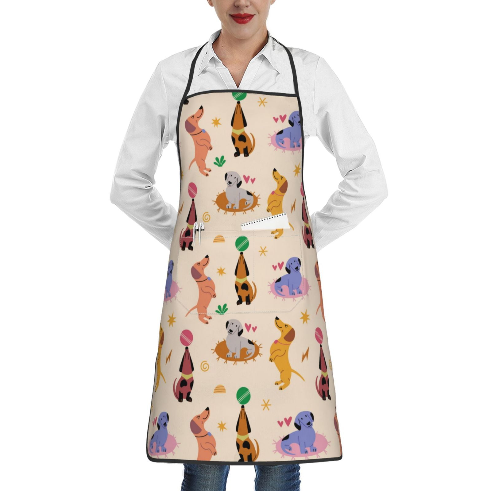 Rocae Dogs In Different Poses for Kitchen Aprons for Women Adjustable ...
