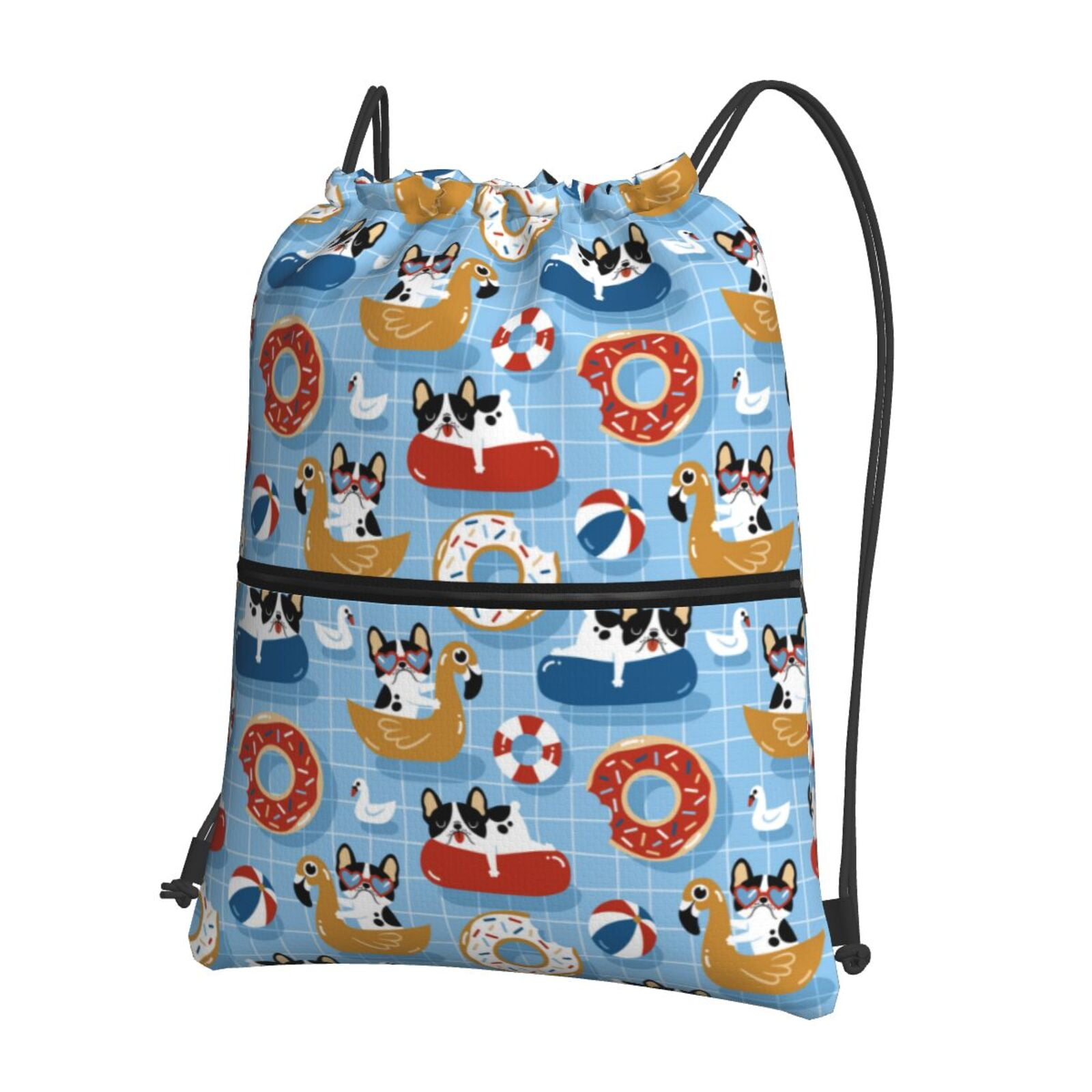 Rocae Dogs With Pool Floats for Drawstring zipper Backpack Gym Backpack ...