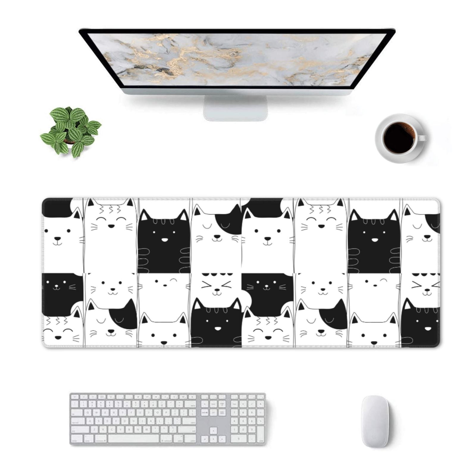 Rocae Doodle Cute Cat for Gaming Mouse Pad, Mouse Pad Large, Office ...