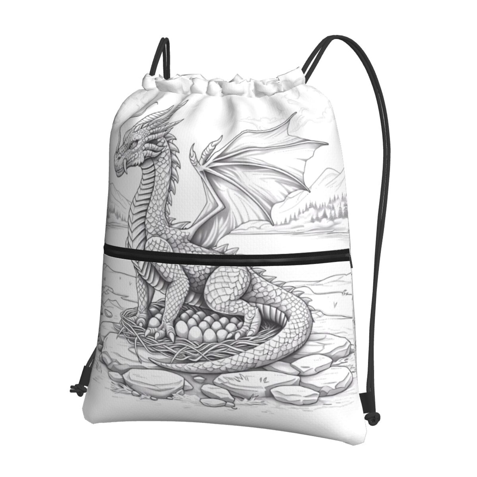 Rocae Dragon Nest Sketch for Drawstring zipper Backpack Gym Backpack ...