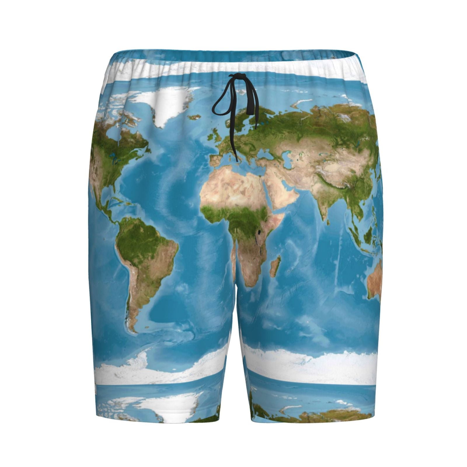 Rocae Earth View World Map for Men's Soft Sleep Pajama Shorts ...