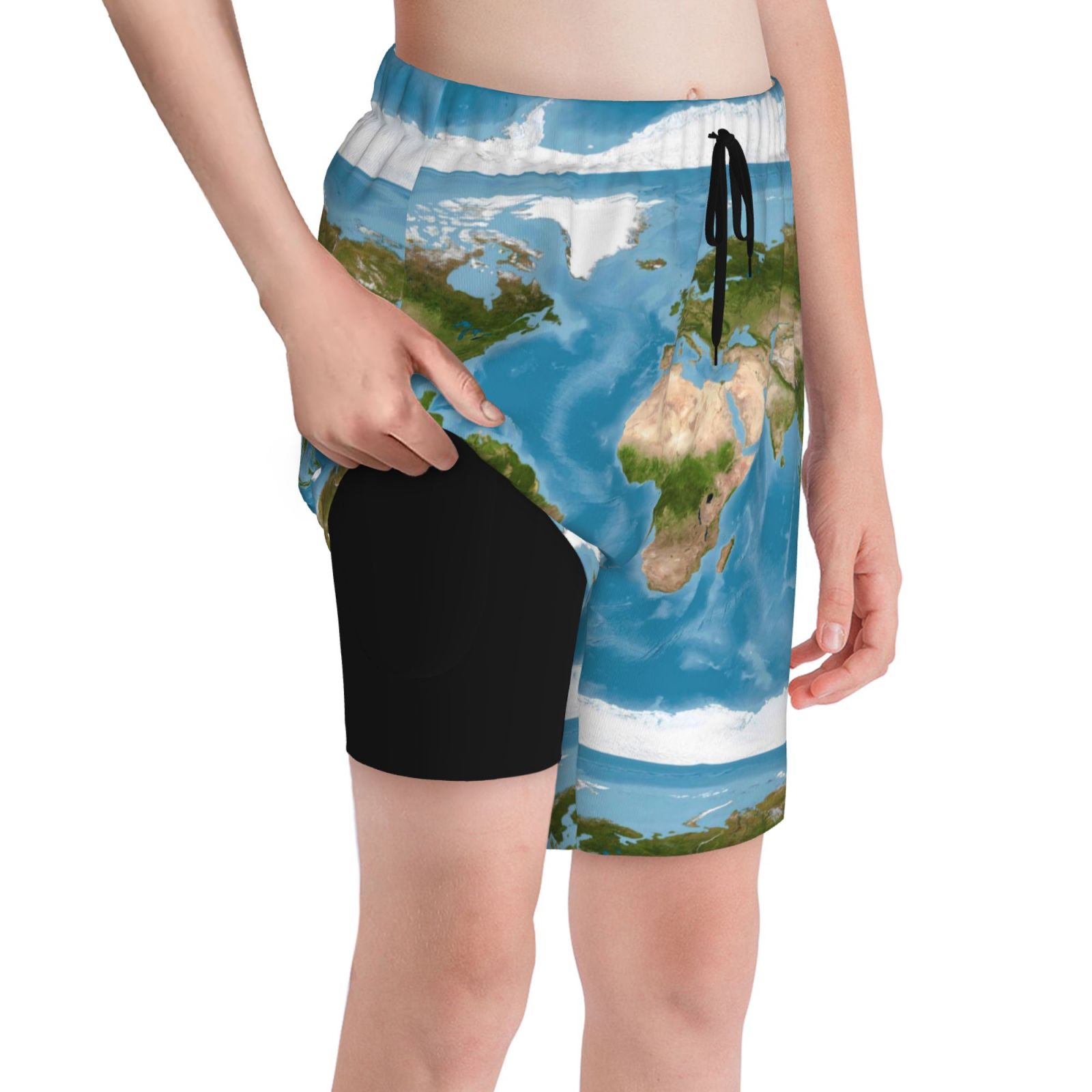 Rocae Earth View World Map for Teen Beach Trunks Boys Swim Trunks with ...