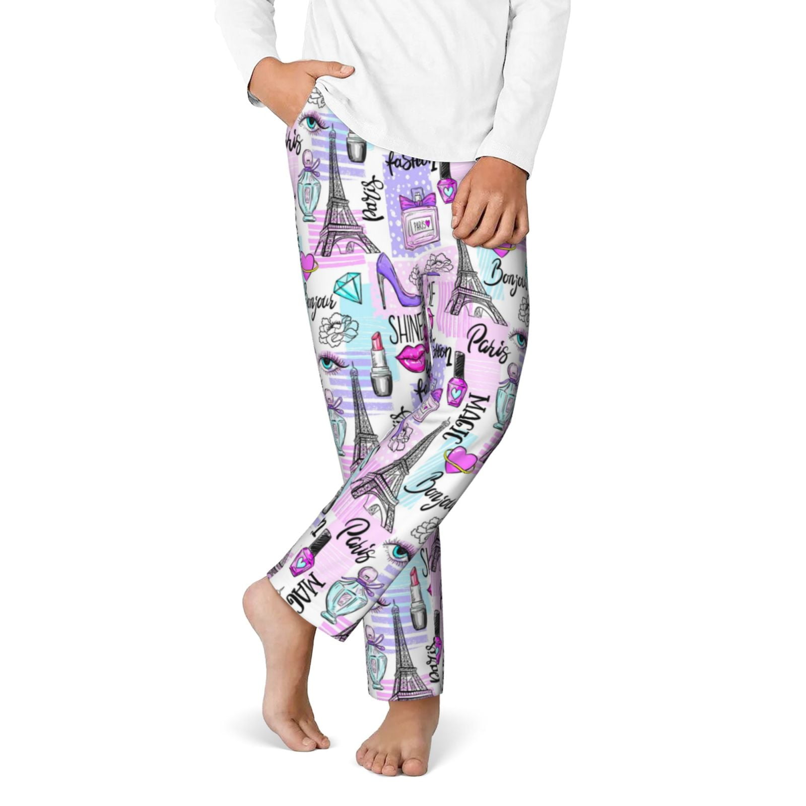 Rocae Eiffel Tower and Hearts for Teenagers' Pajama Pants,Girls lounge ...