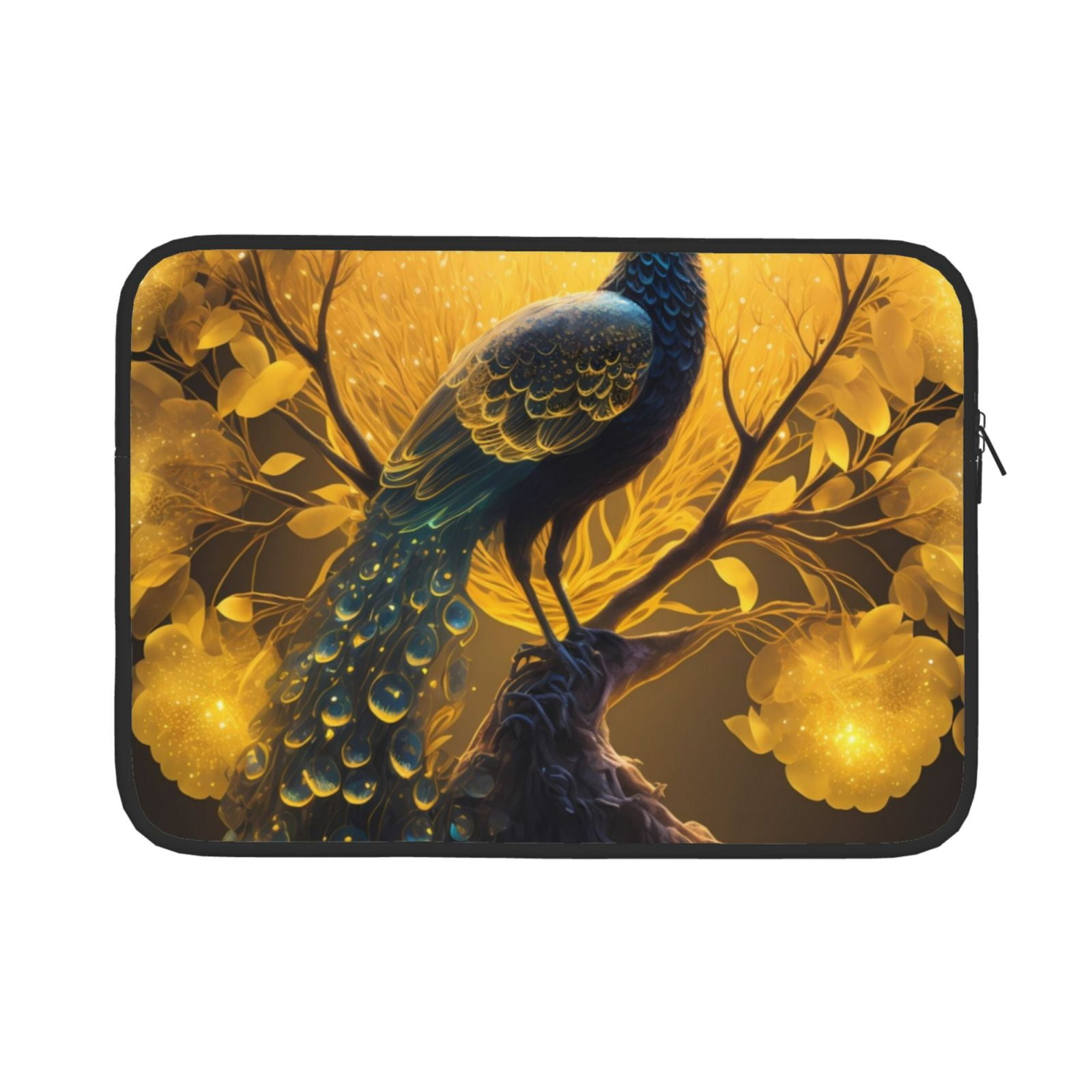 Rocae Elegant Gold Leaf Peacock for Classic Slim Ergonomic Briefcase and Waterproof Laptop Bag ...