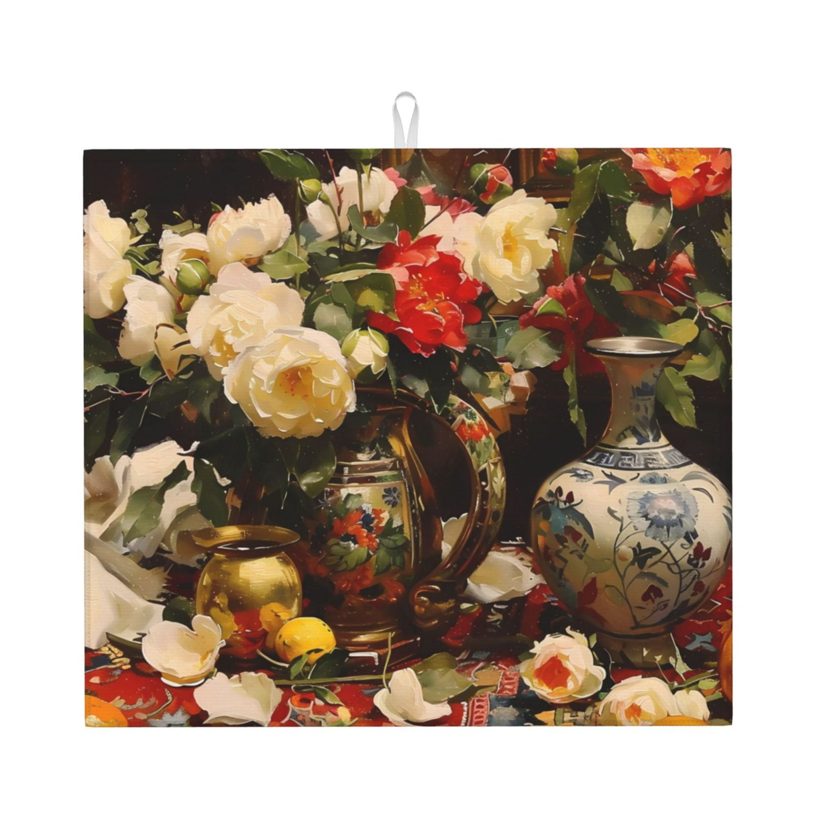 Rocae Elegant Still Life Roses for Drying Mat for Kitchen 16*18 inch ...
