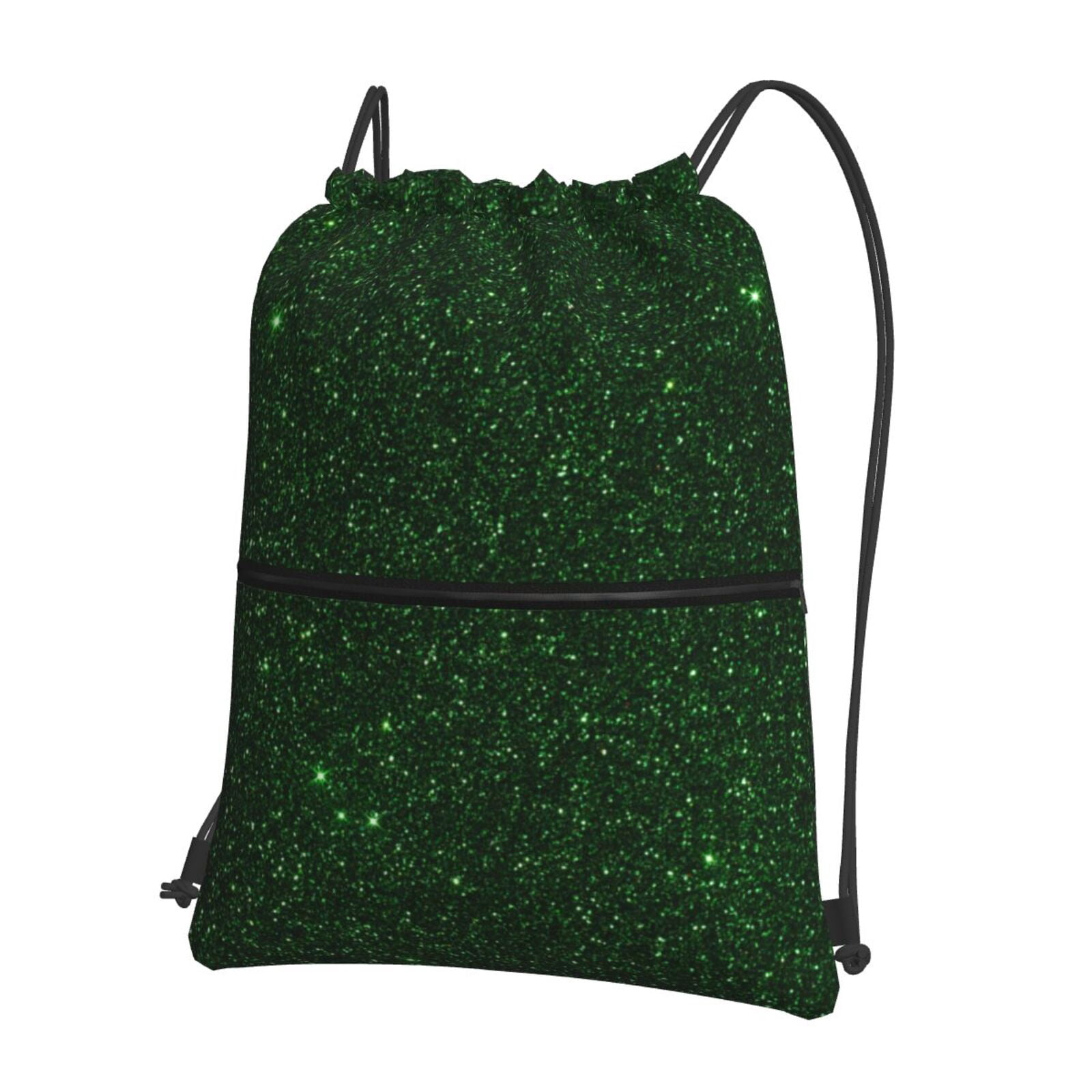 Rocae Emerald Green Sparkling for Drawstring zipper Backpack Gym ...