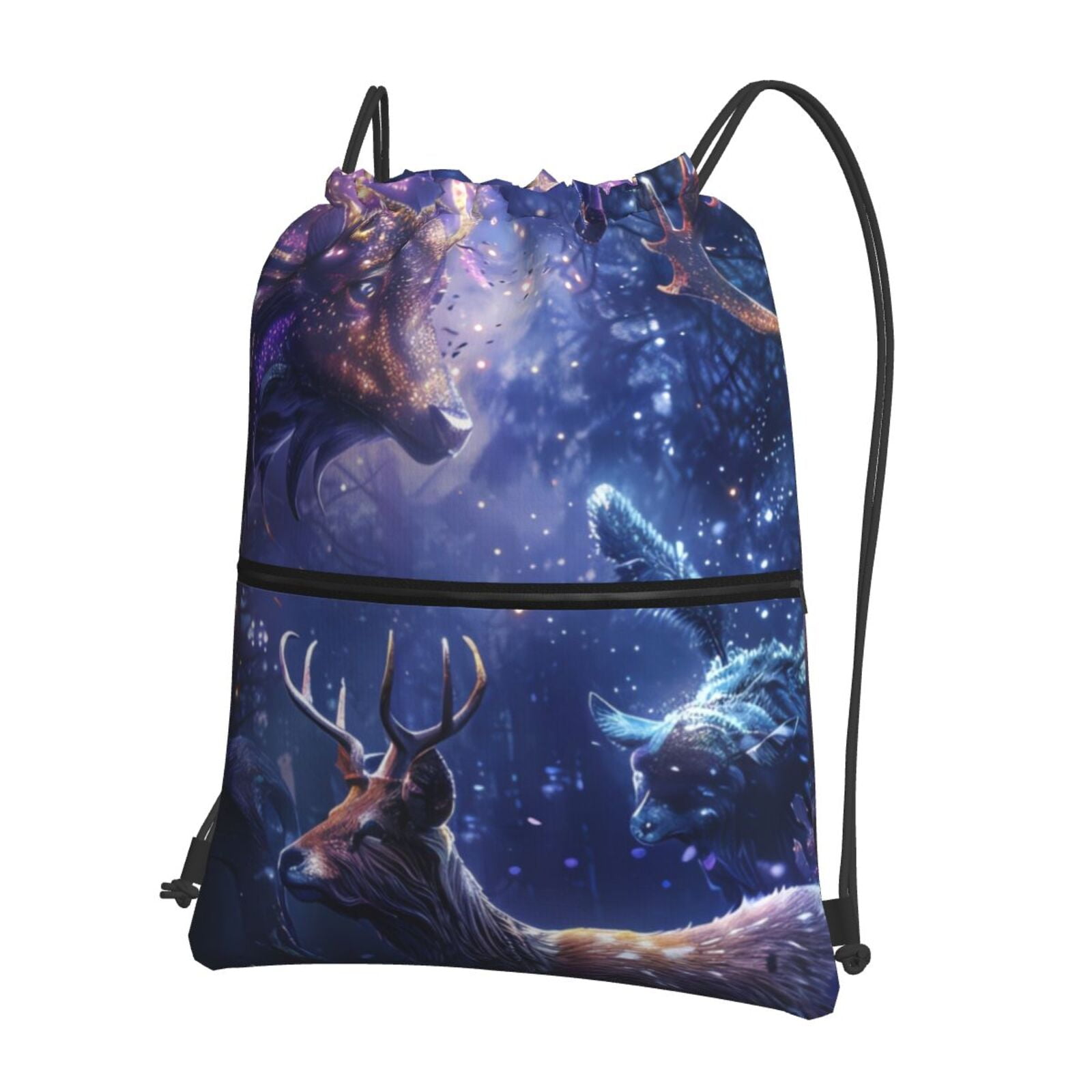 Rocae Enchanted Forest Stag Gathering for Drawstring zipper Backpack ...