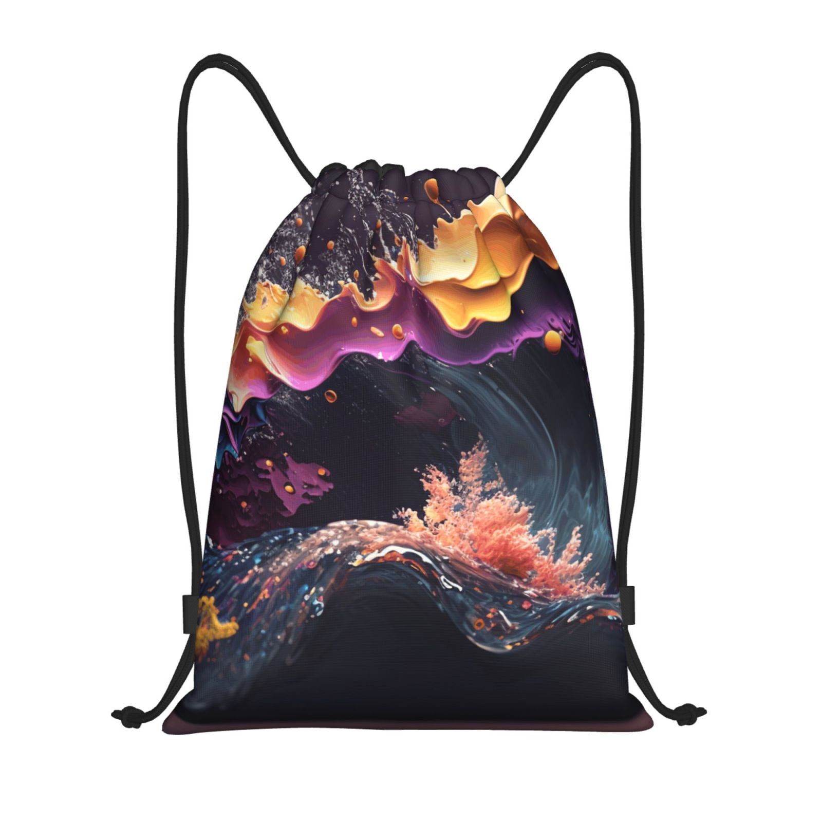 Rocae Explosive Fluid Splash Art for Gym Bag Drawstring Bags Gym Backpack for Gym, Travel ...