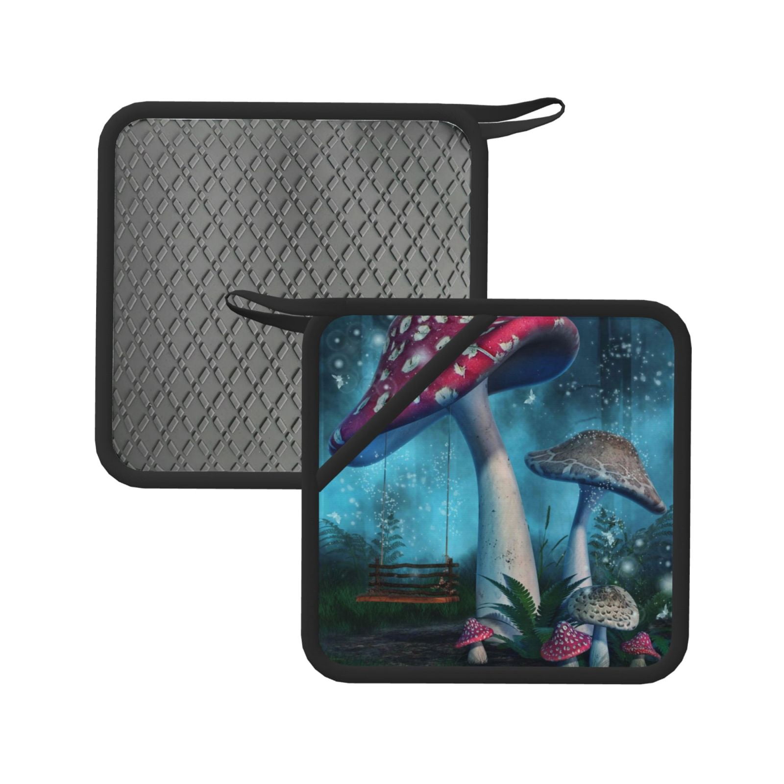 Rocae Fantasy Mushrooms for Square Silicone Anti-scalding Mat Trivet ...