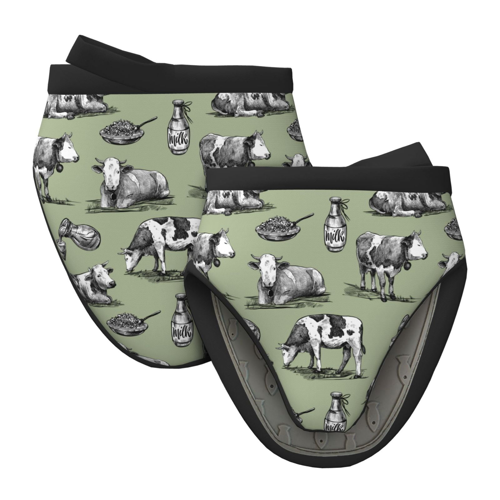 Rocae Farm Cows for Mini Oven Mitts Rubber Oven Glove, Kitchen Mittens ...