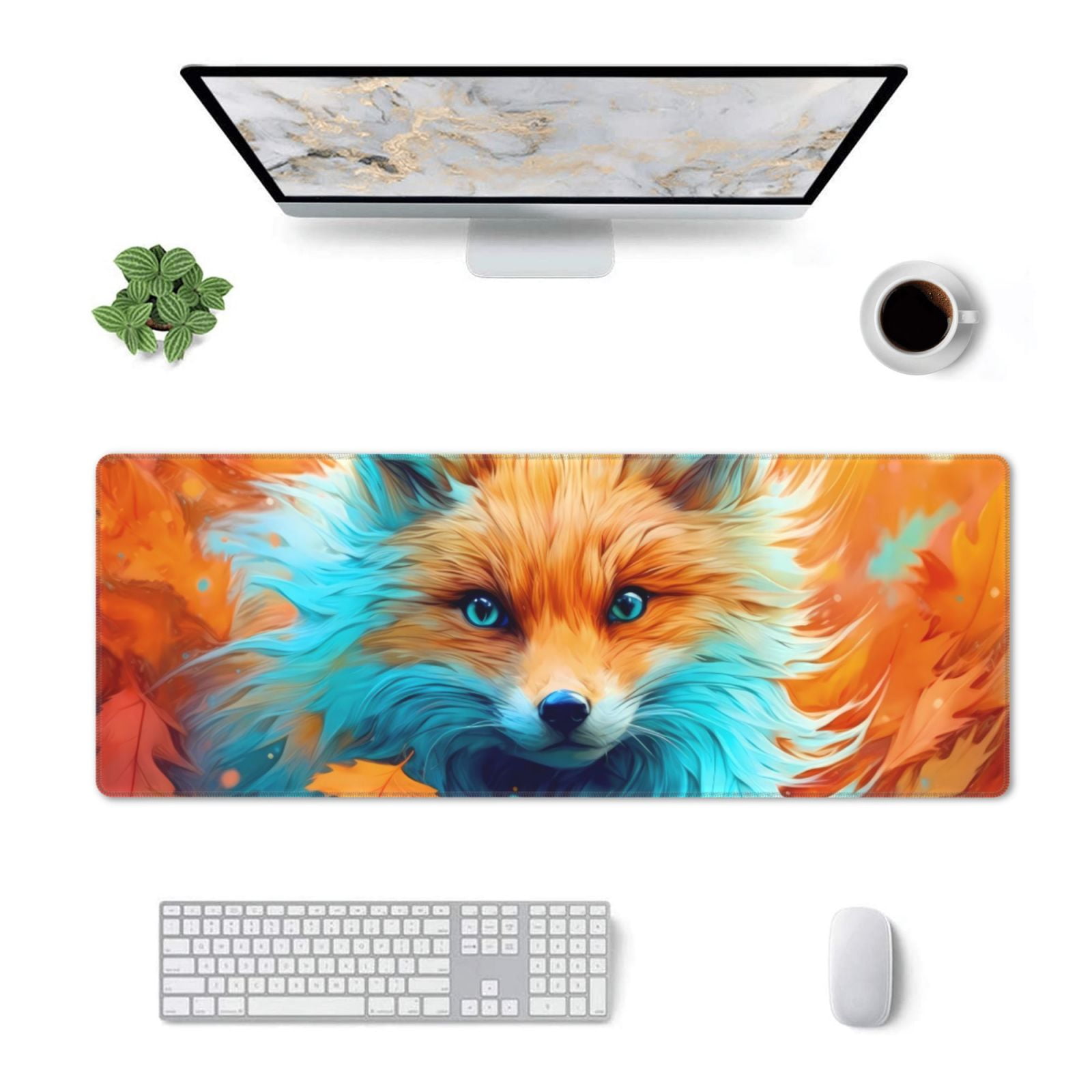 Rocae Fiery Red Maple Leaf Fox for Gaming Mouse Pad, Mouse Pad Large ...