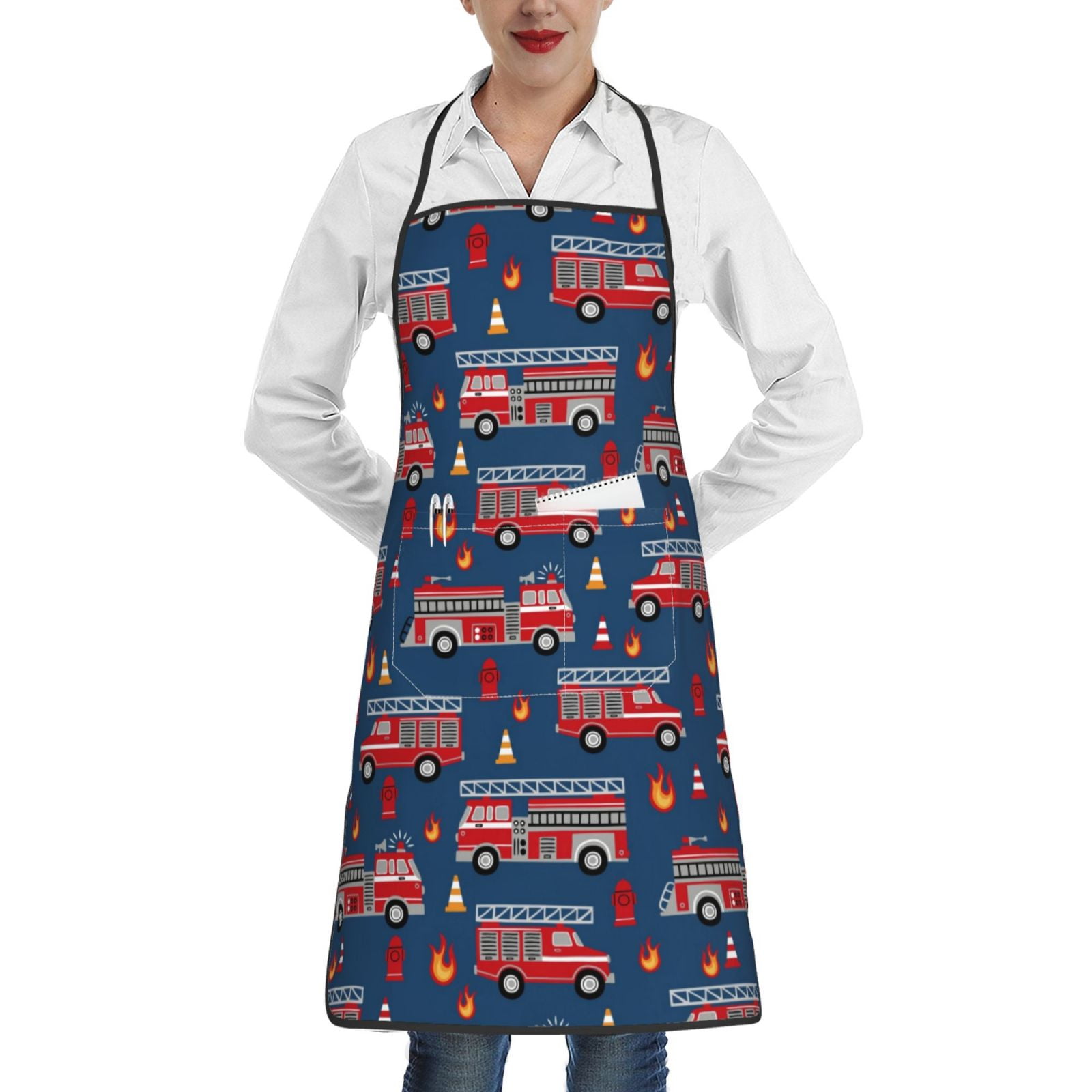 Rocae Fire Truck 1 for Kitchen Aprons for Women Adjustable Cooking ...