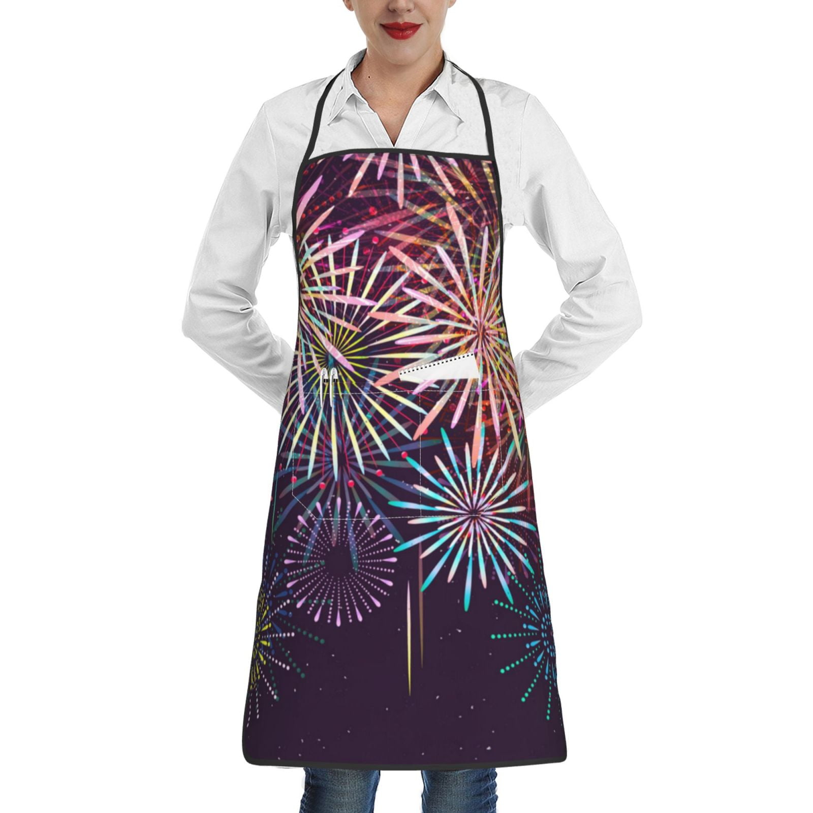 Rocae Fireworks2 for Kitchen Aprons for Women Adjustable Cooking ...