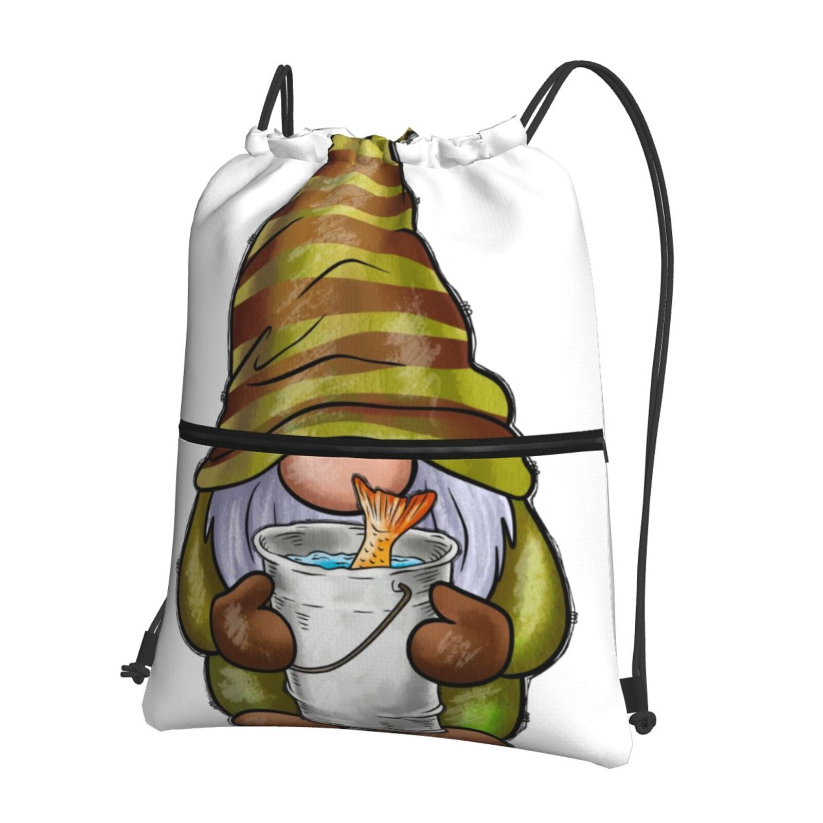 Rocae Fishing Gnome Fisherman for Drawstring zipper Backpack Gym ...