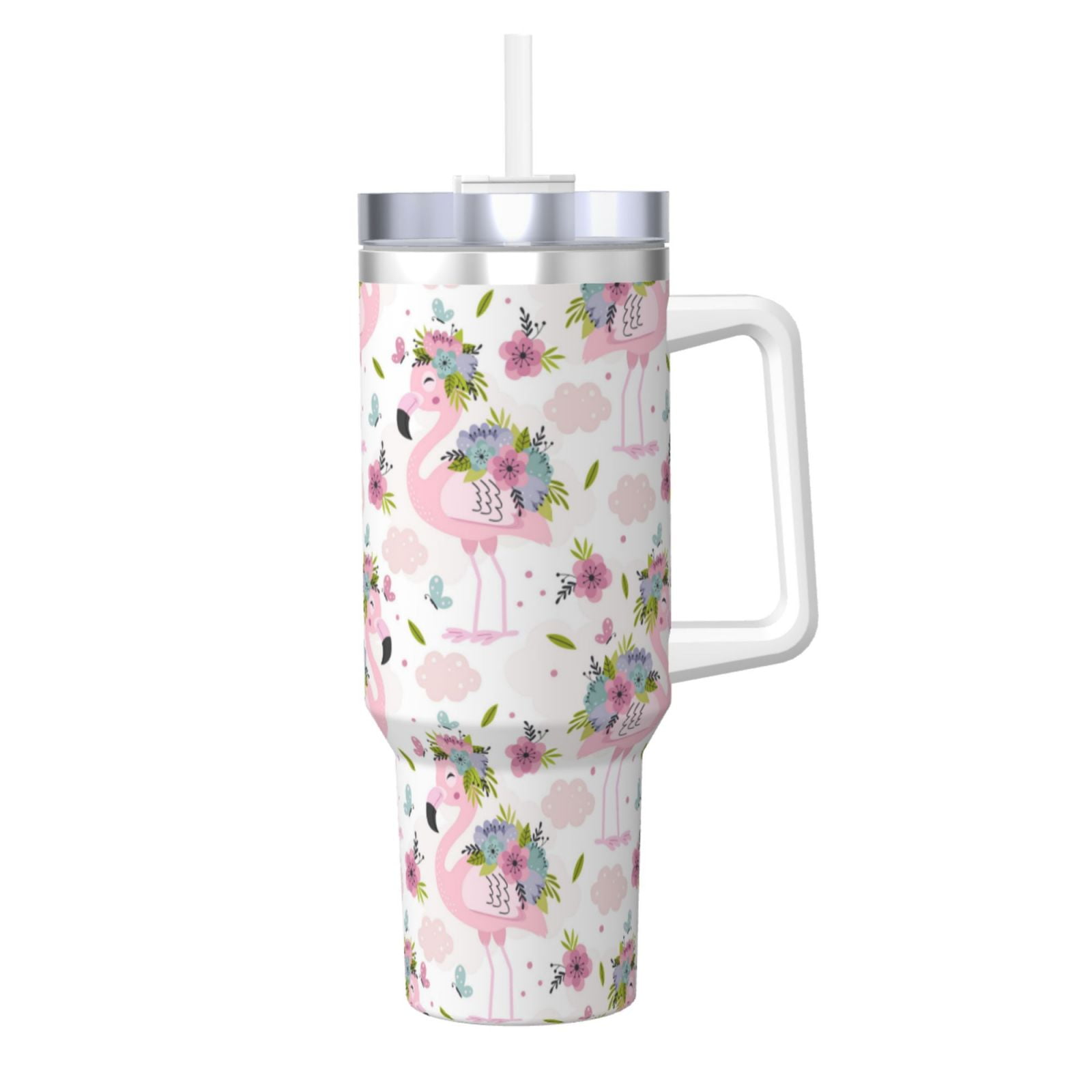 Rocae Flamingo And Flowers for 40OZ Ice Bully With Handle Keeps Drinks ...