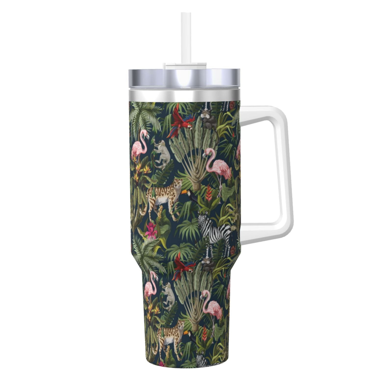 Rocae Flamingos And Palm Leaves for 40OZ Ice Bully With Handle Keeps ...