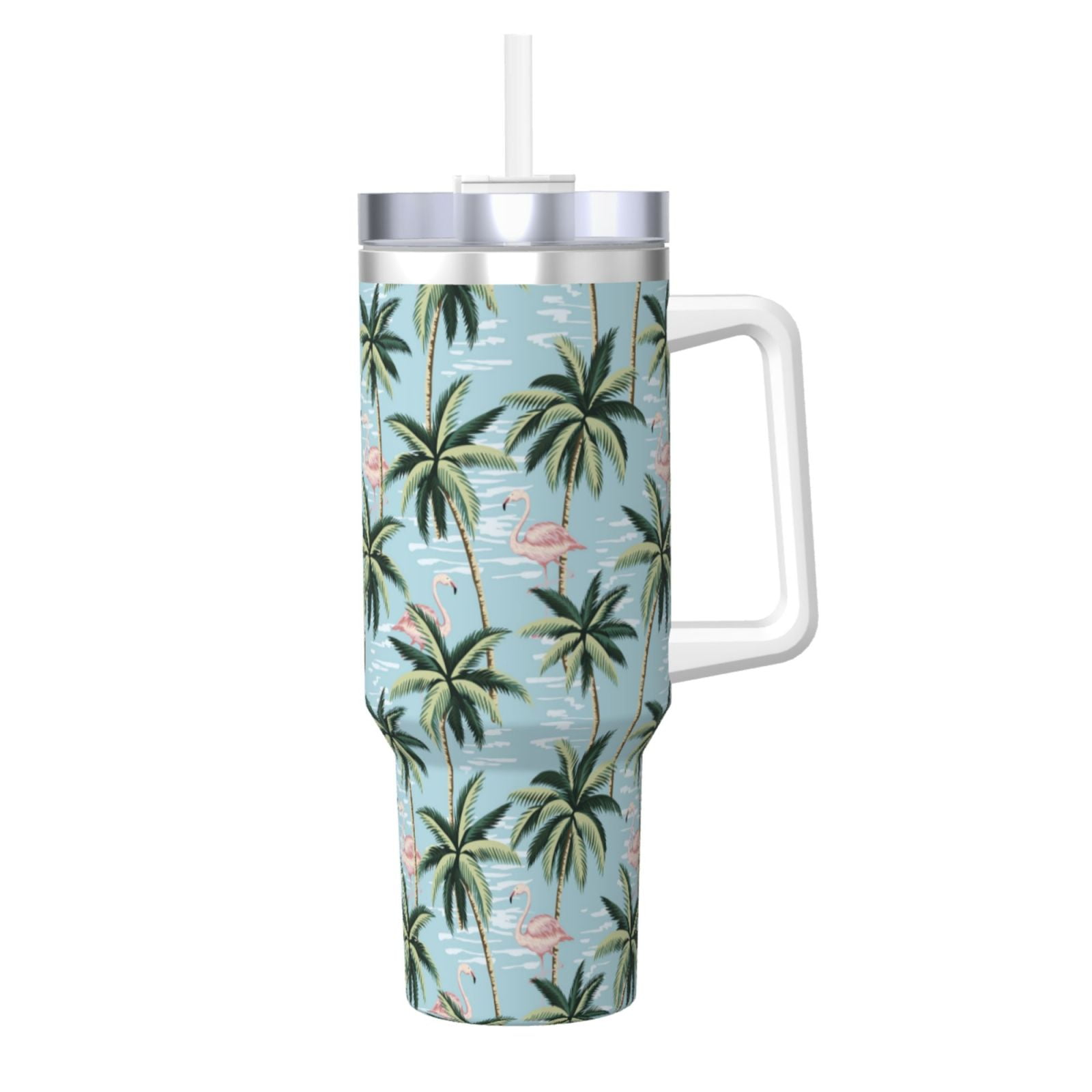 Rocae Flamingos And Palms for 40OZ Ice Bully With Handle Keeps Drinks ...