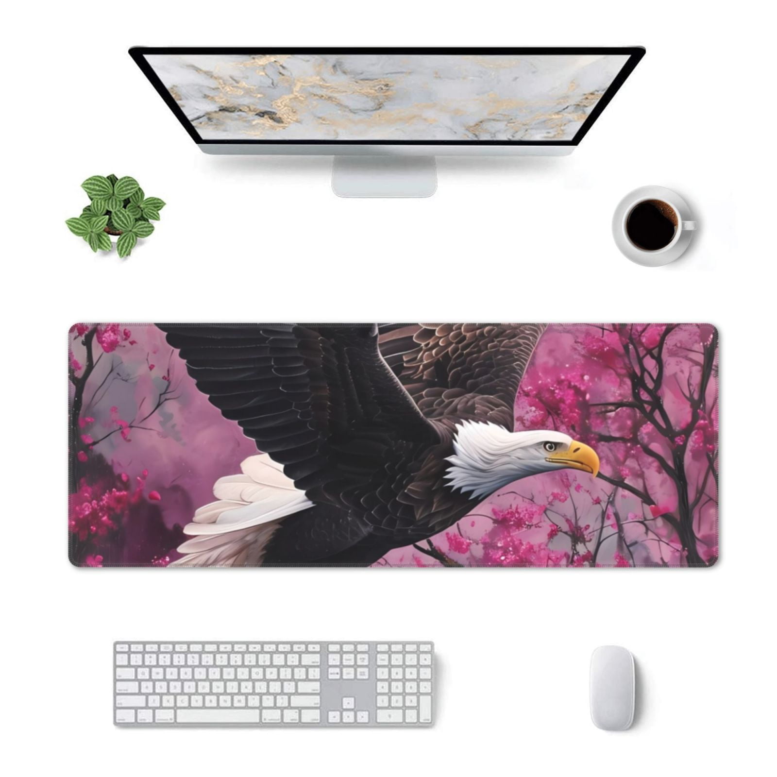 Rocae Flower Bald Eagle for Gaming Mouse Pad, Mouse Pad Large, Office ...