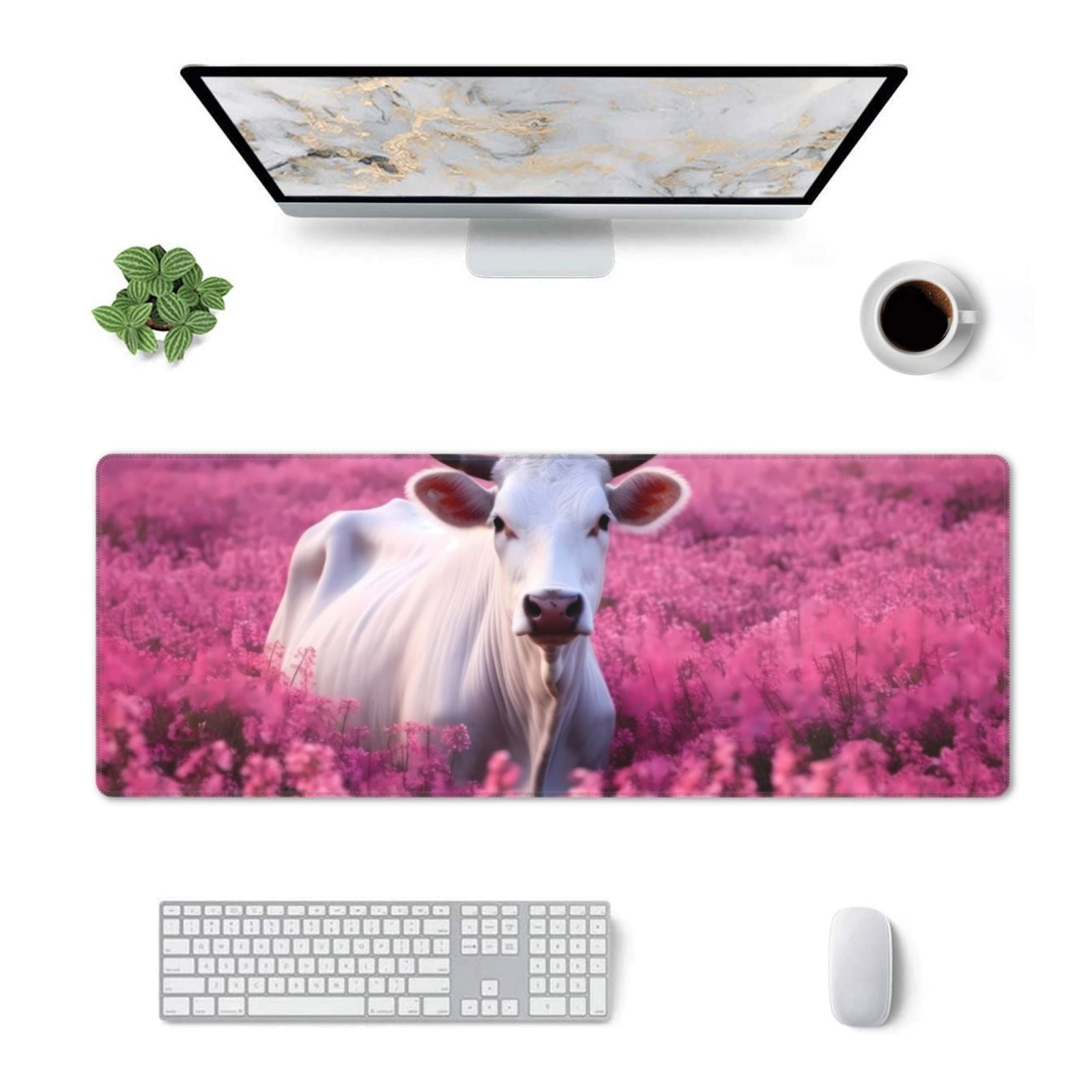 Rocae Flower Field Cow for Gaming Mouse Pad, Mouse Pad Large, Office ...