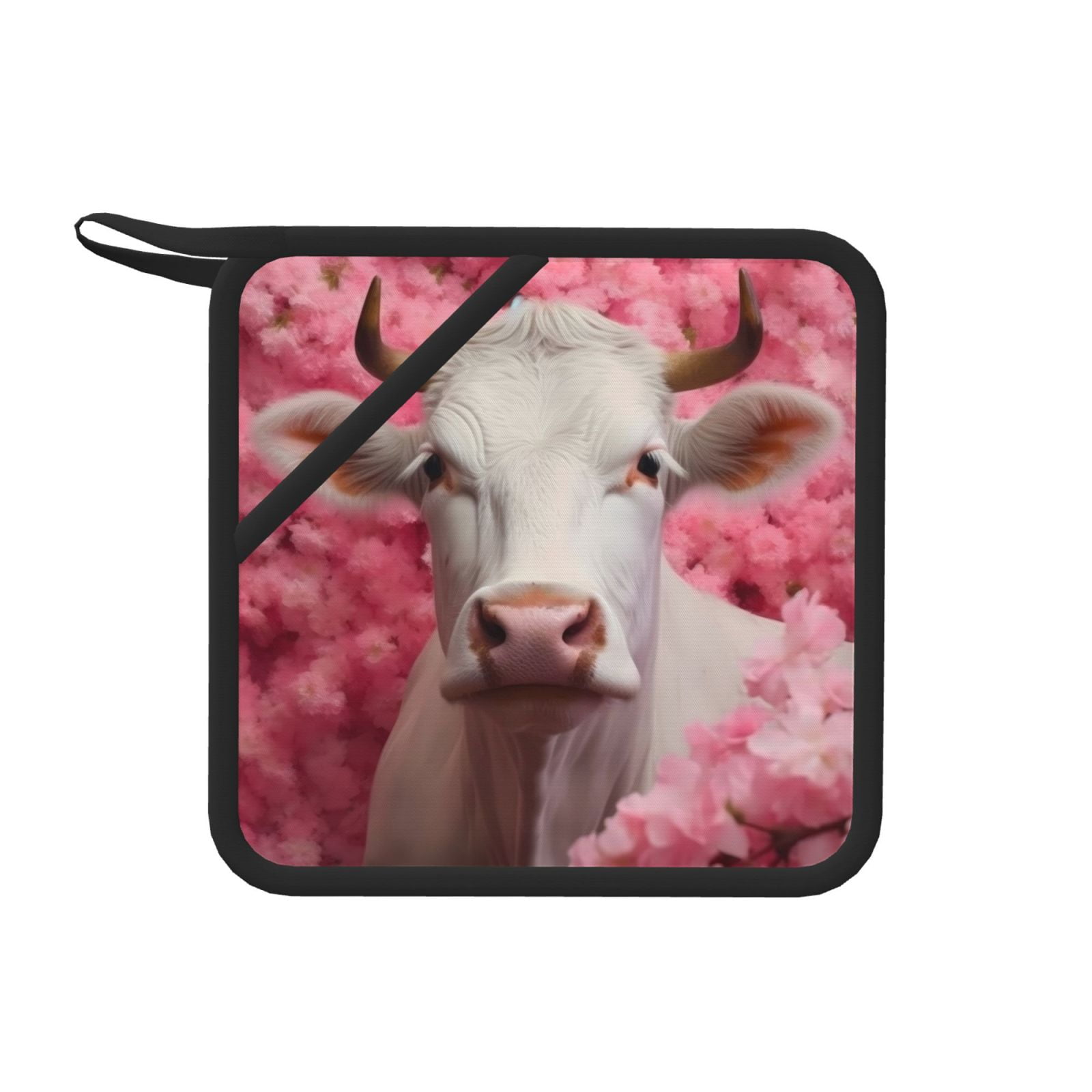 Rocae Flower White Cow for Square Silicone Anti-scalding Mat Trivet Hot ...