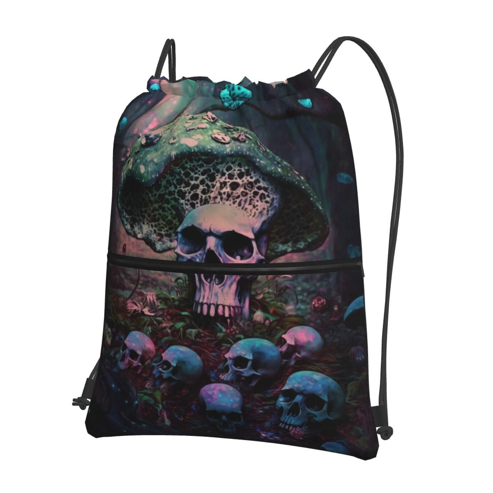 Rocae Forest Mushroom Skull for Drawstring zipper Backpack Gym Backpack ...