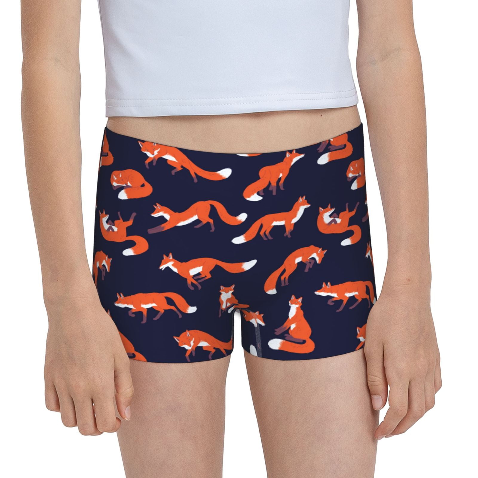 Rocae Foxes In Different Poses for Girls' Cotton Boxer Briefs, Soft Mid ...