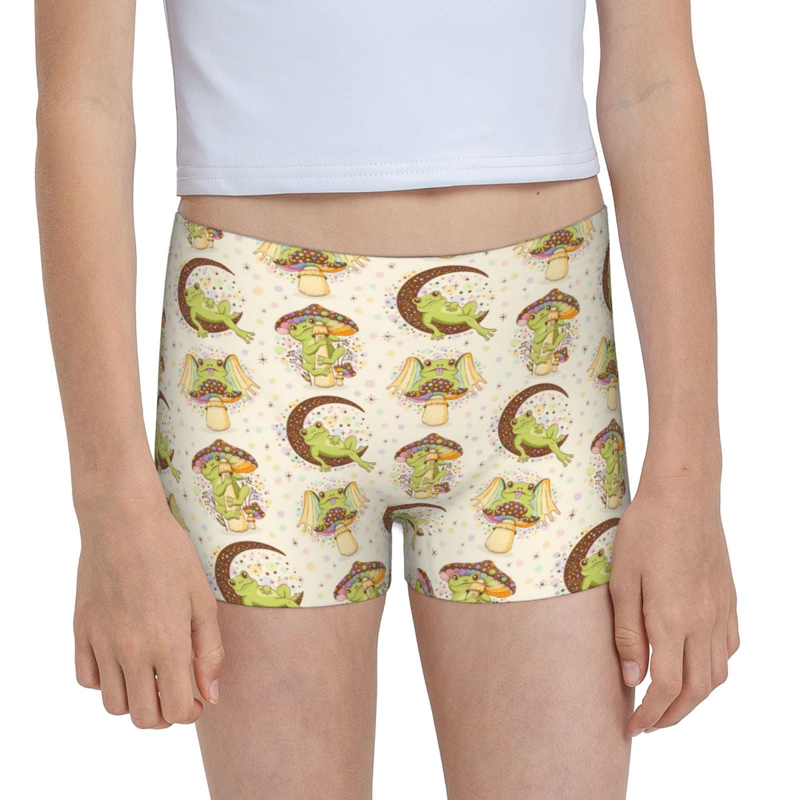 Rocae Frogs for Girls' Cotton Boxer Briefs, Soft Mid-rise Panties-XX ...