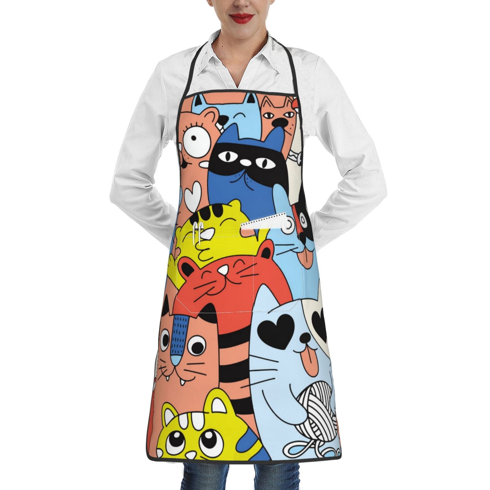 Rocae Funny Cats for Kitchen Aprons for Women Adjustable Cooking ...