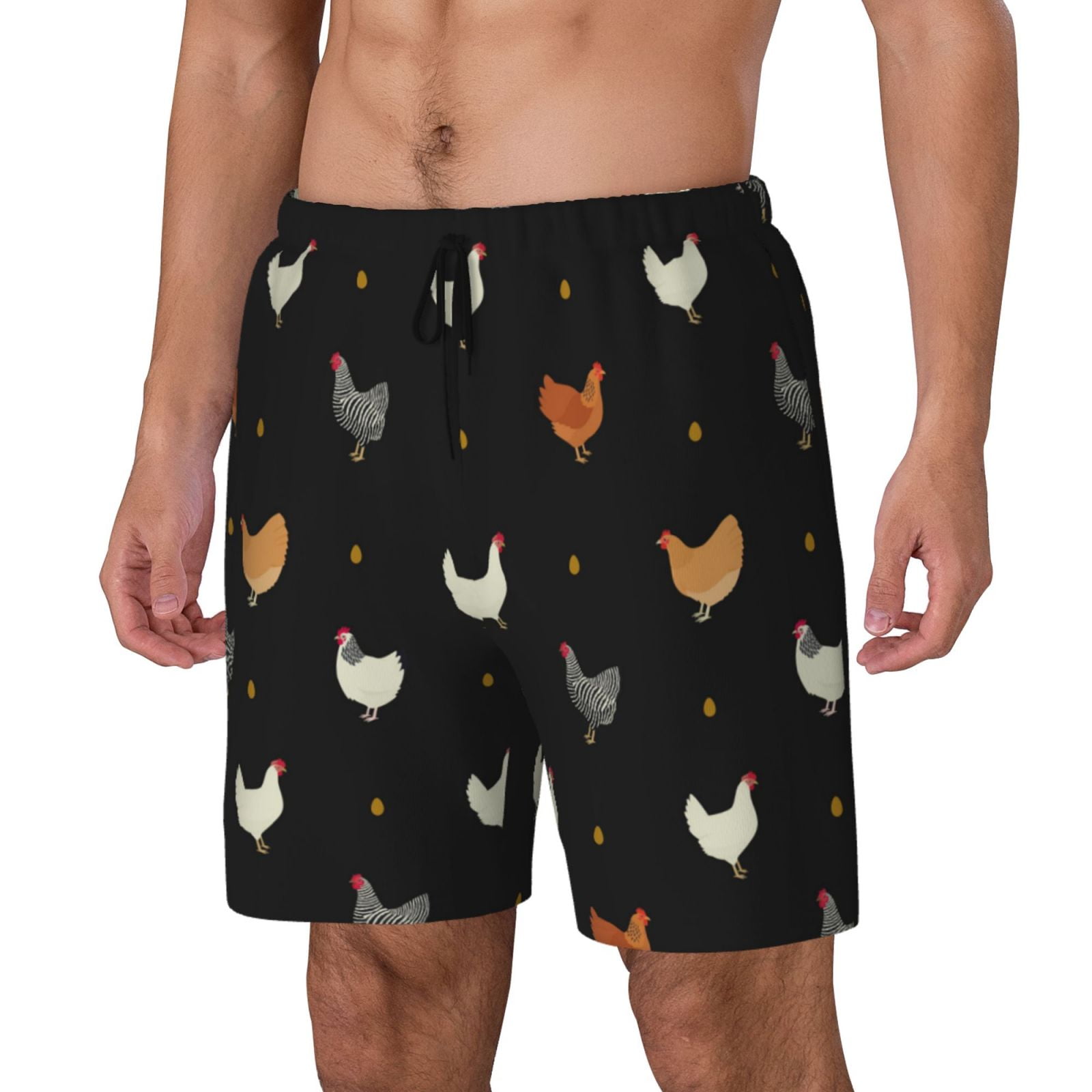 Rocae Funny Chicken for Men's Swim Trunks Quick Dry With Two Side ...