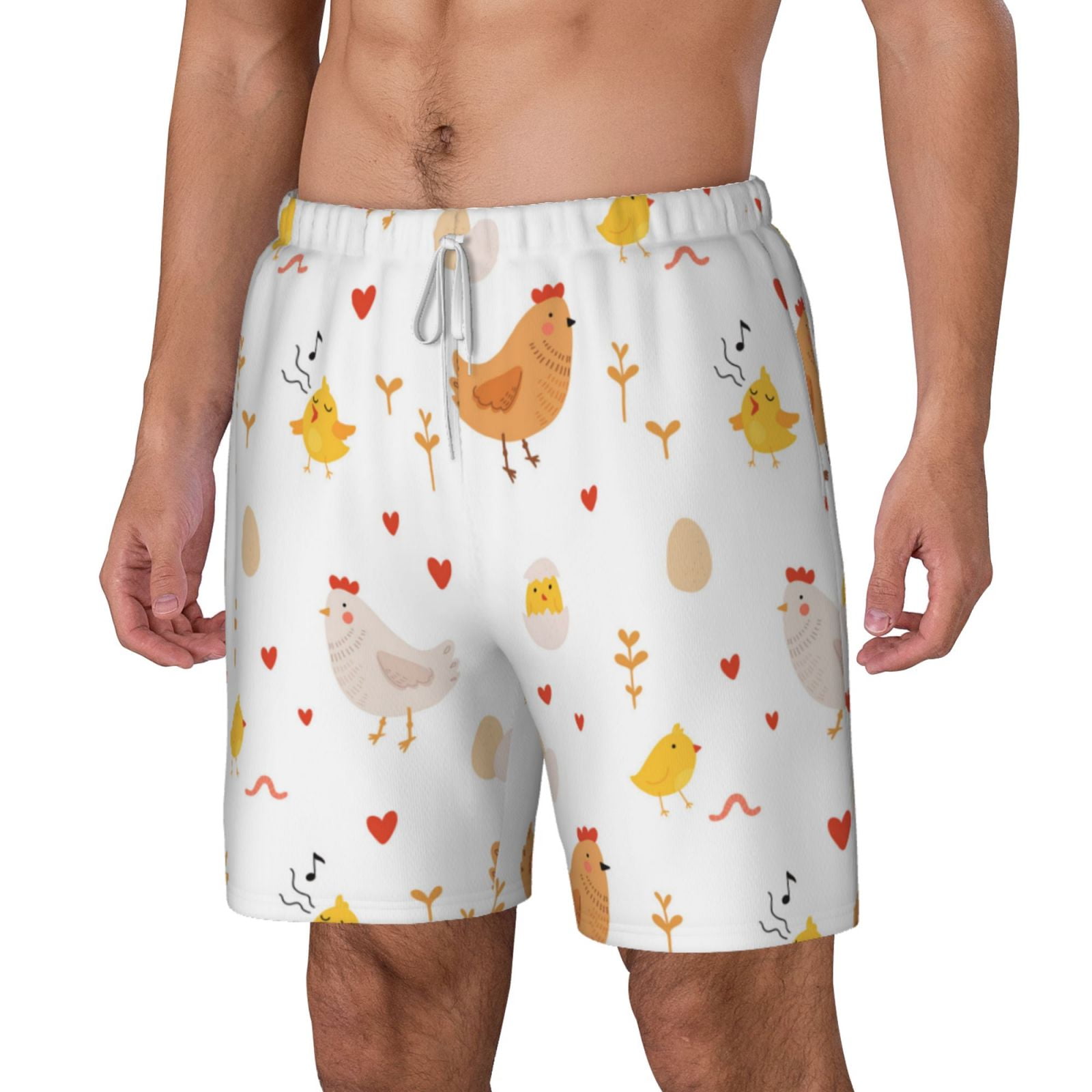 Rocae Funny Chicken for Men's Swim Trunks Quick Dry With Two Side ...