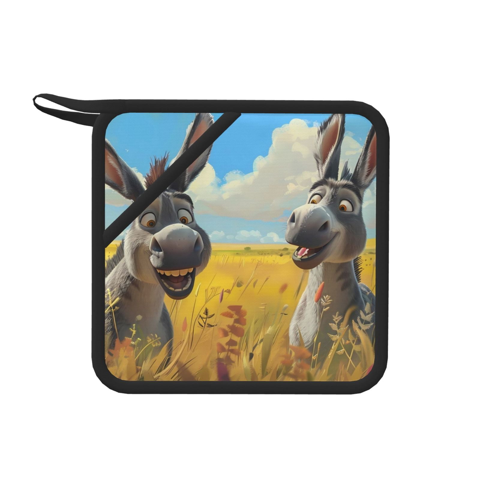 Rocae Funny Countryside Donkey for Square Silicone Anti-scalding Mat ...