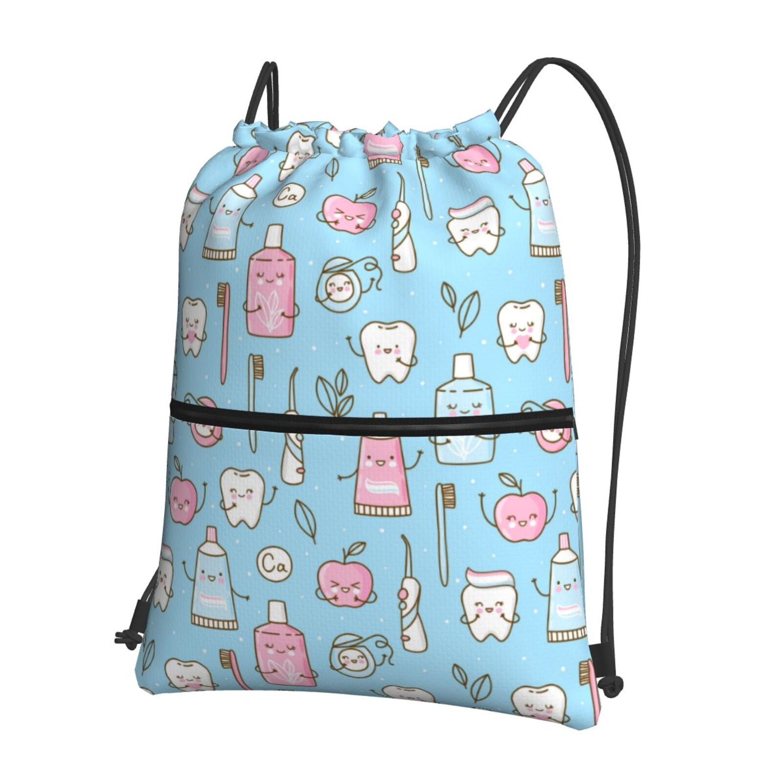 Rocae Funny Cute Teeth for Drawstring zipper Backpack Gym Backpack Bag ...