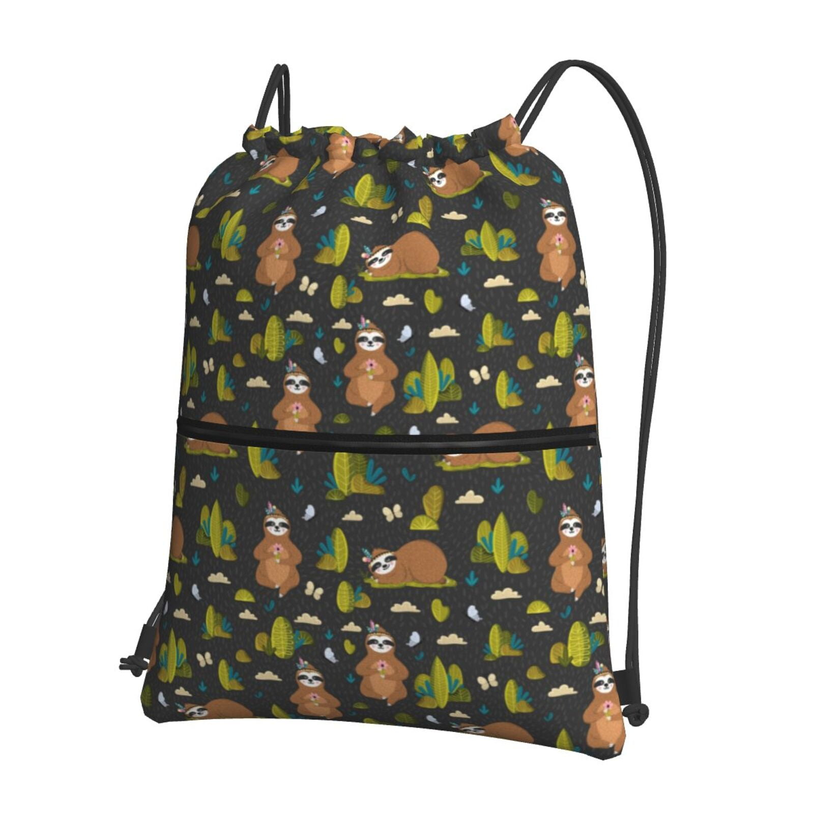 Rocae Funny Sloths In The Forest for Drawstring zipper Backpack Gym ...