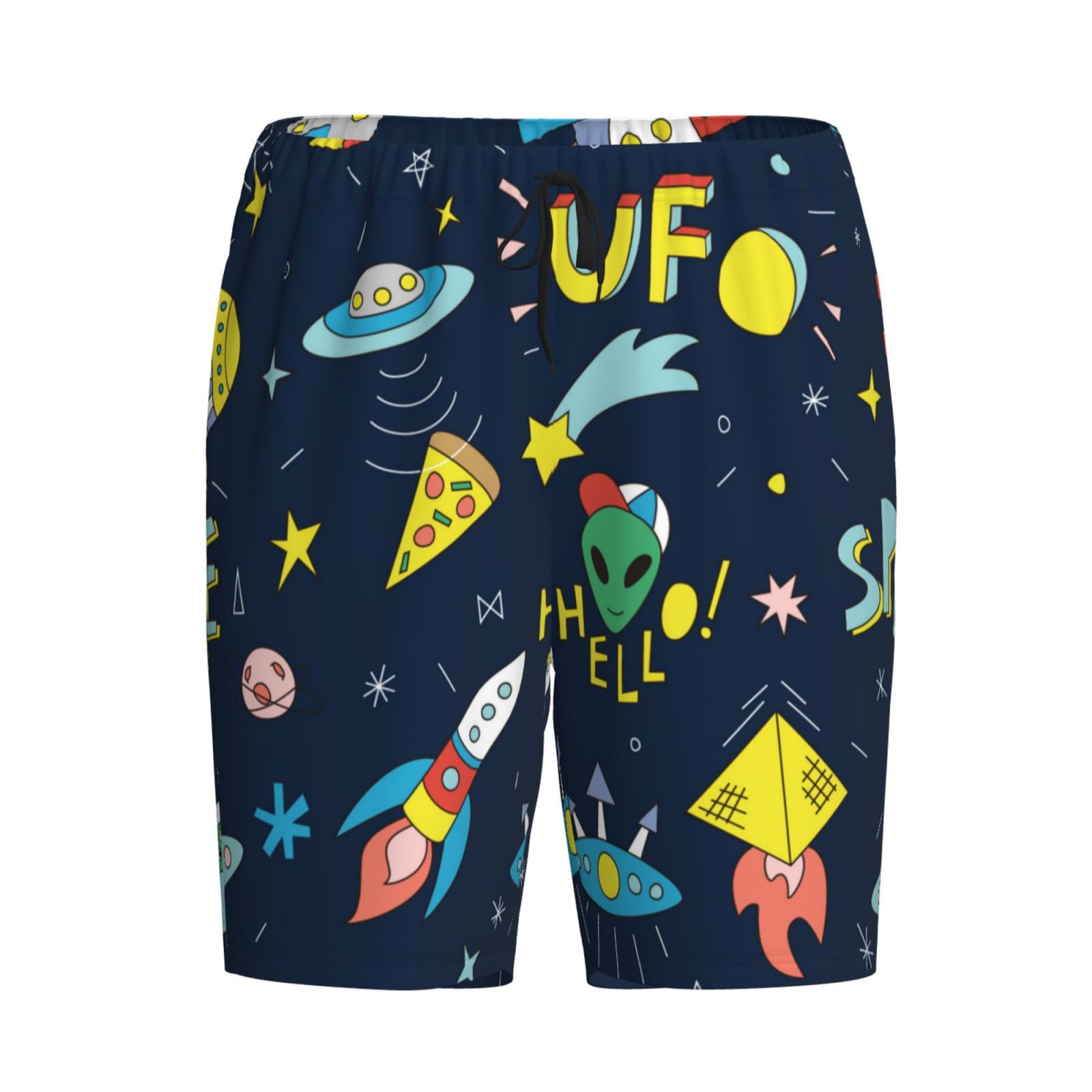 Rocae Funny Spaceships for Men's Soft Sleep Pajama Shorts, Waistband ...