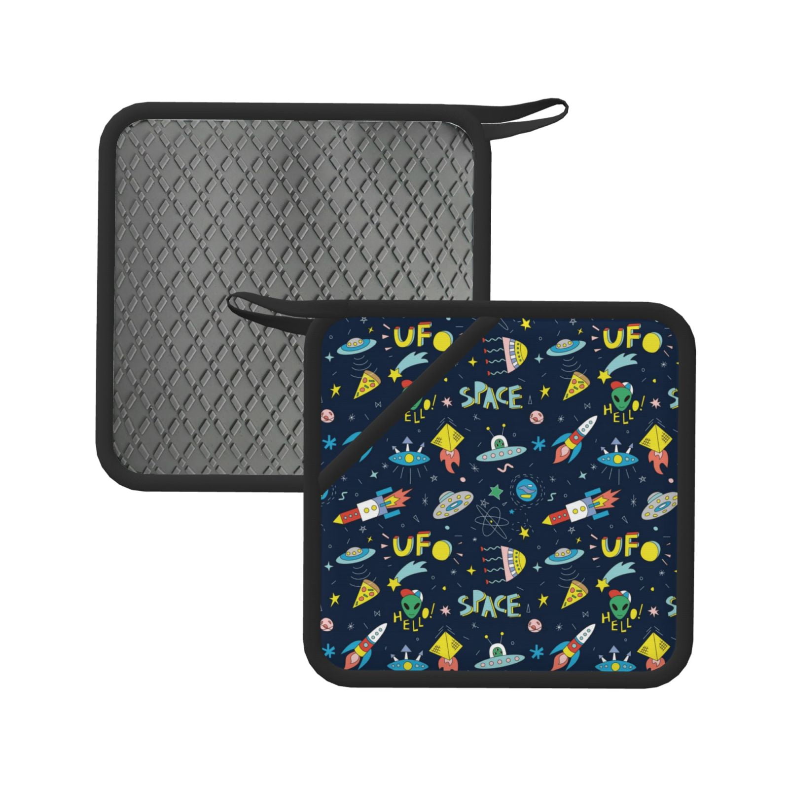 Rocae Funny Spaceships for Square Silicone Anti-scalding Mat Trivet Hot ...