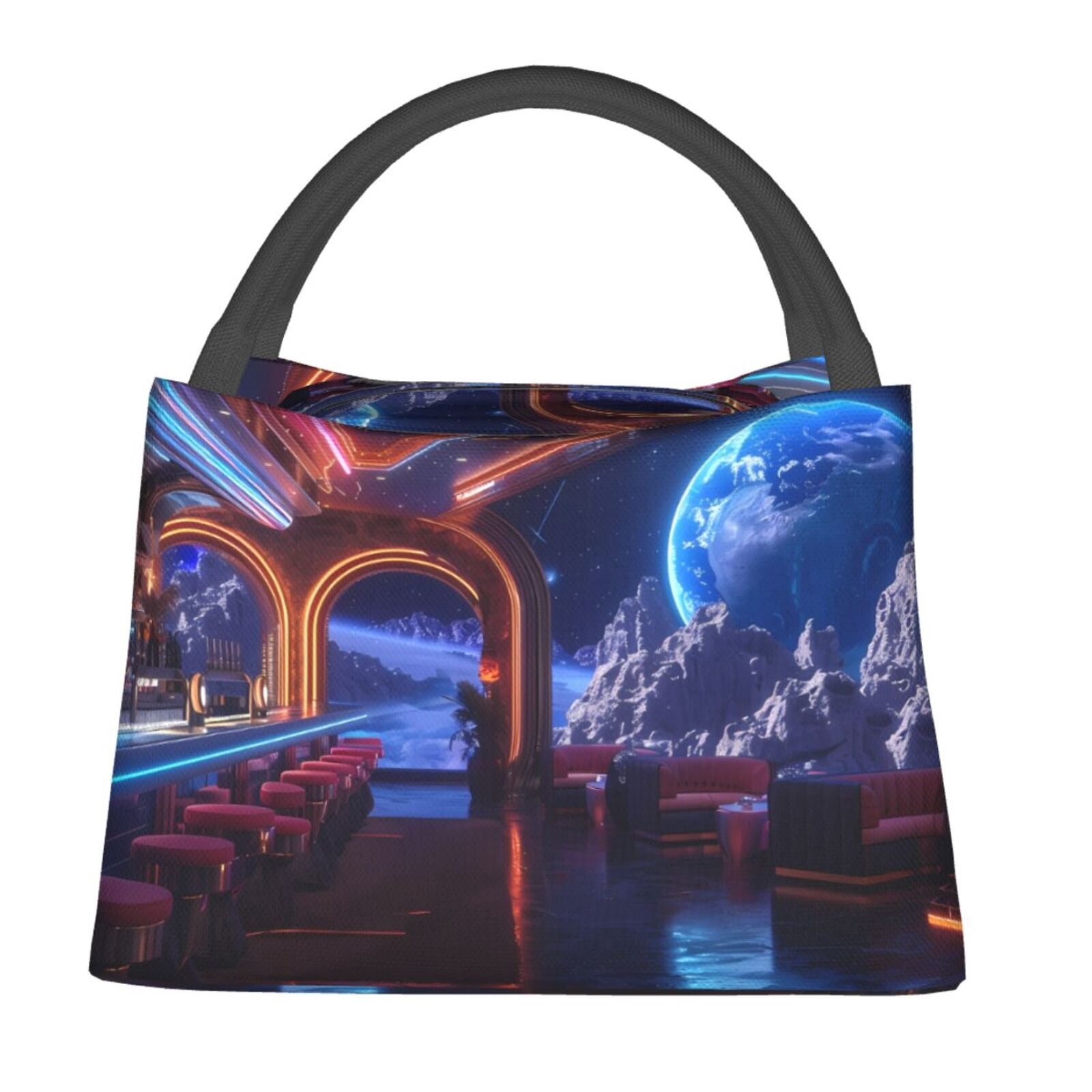 Rocae Futuristic Bar Space View for Insulated Lunch Bag for Women Men ...